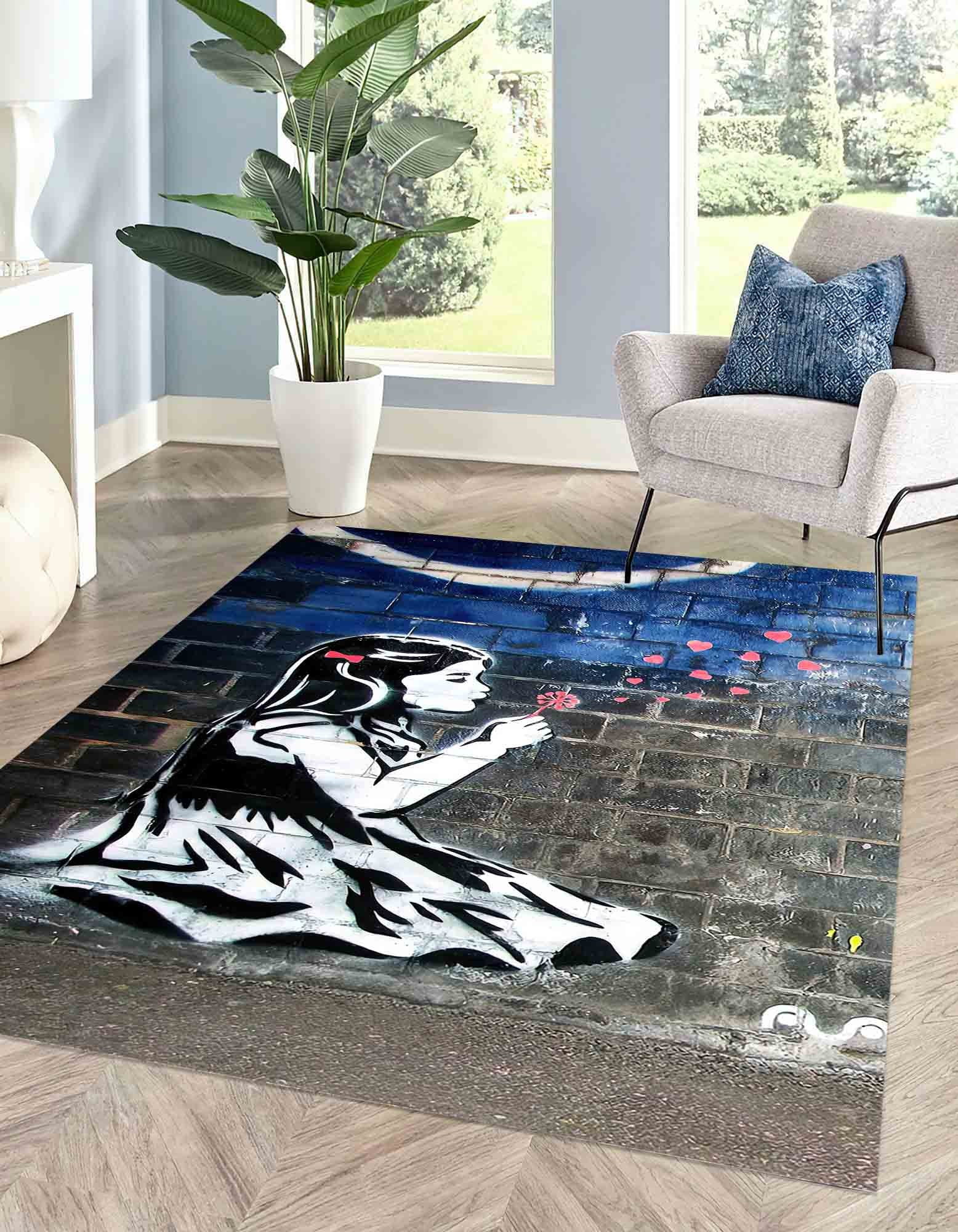 Pink Bubble Rugs, Area Rugs, Graffiti Rugs, Banksy Rugs, Easy To Clean ...