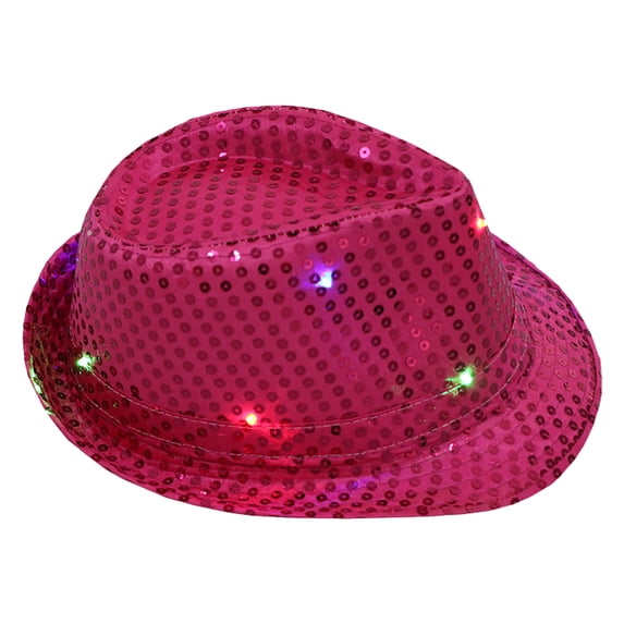 Pink Bucket Hats LED Sequin Glow Jazz Hat Performance Props Flash ...