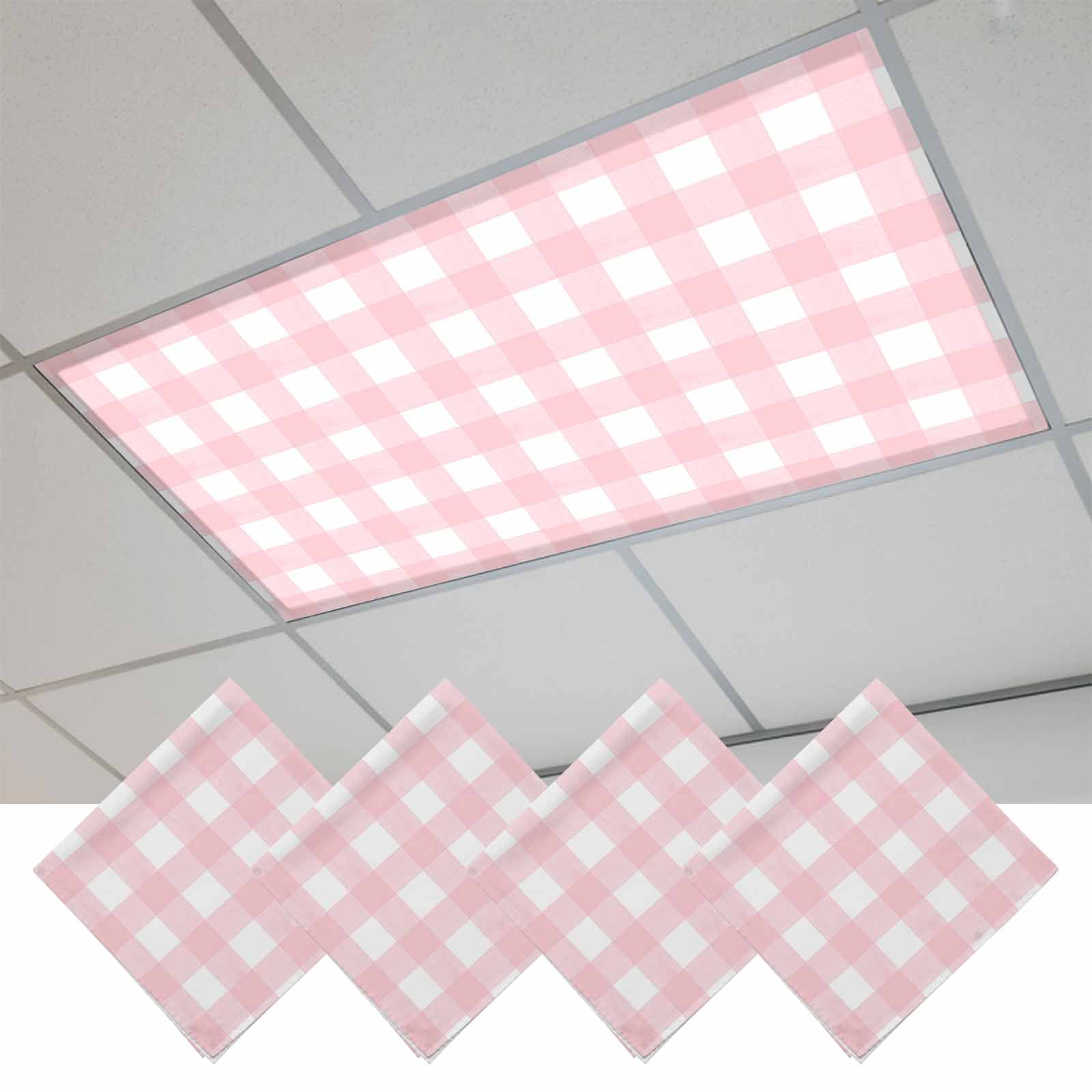 Pink Buffalo Plaid Fluorescent Light Covers, Farmhouse Pink White ...
