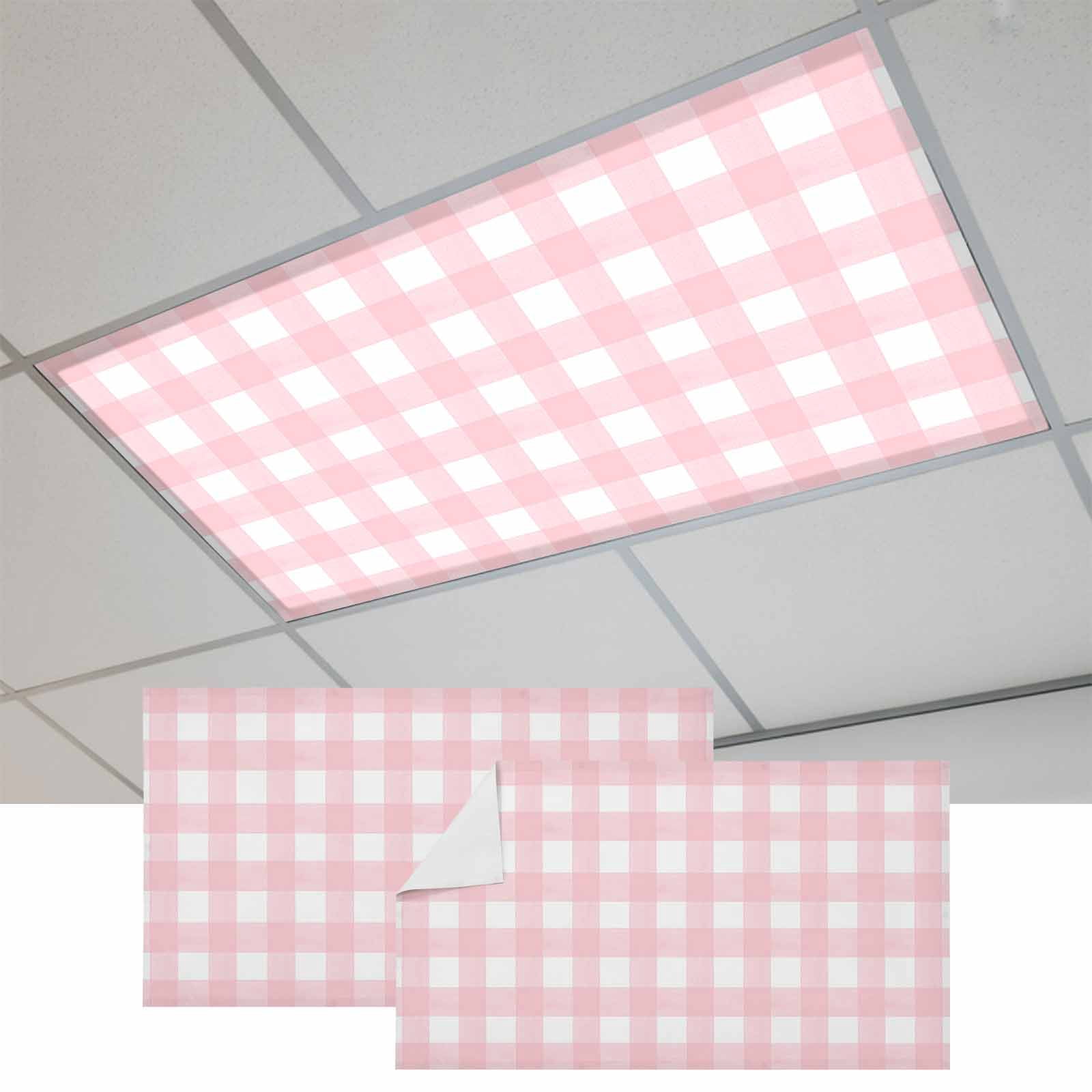 Pink Buffalo Plaid Magnetic Fluorescent Light Covers for Ceiling Lights ...