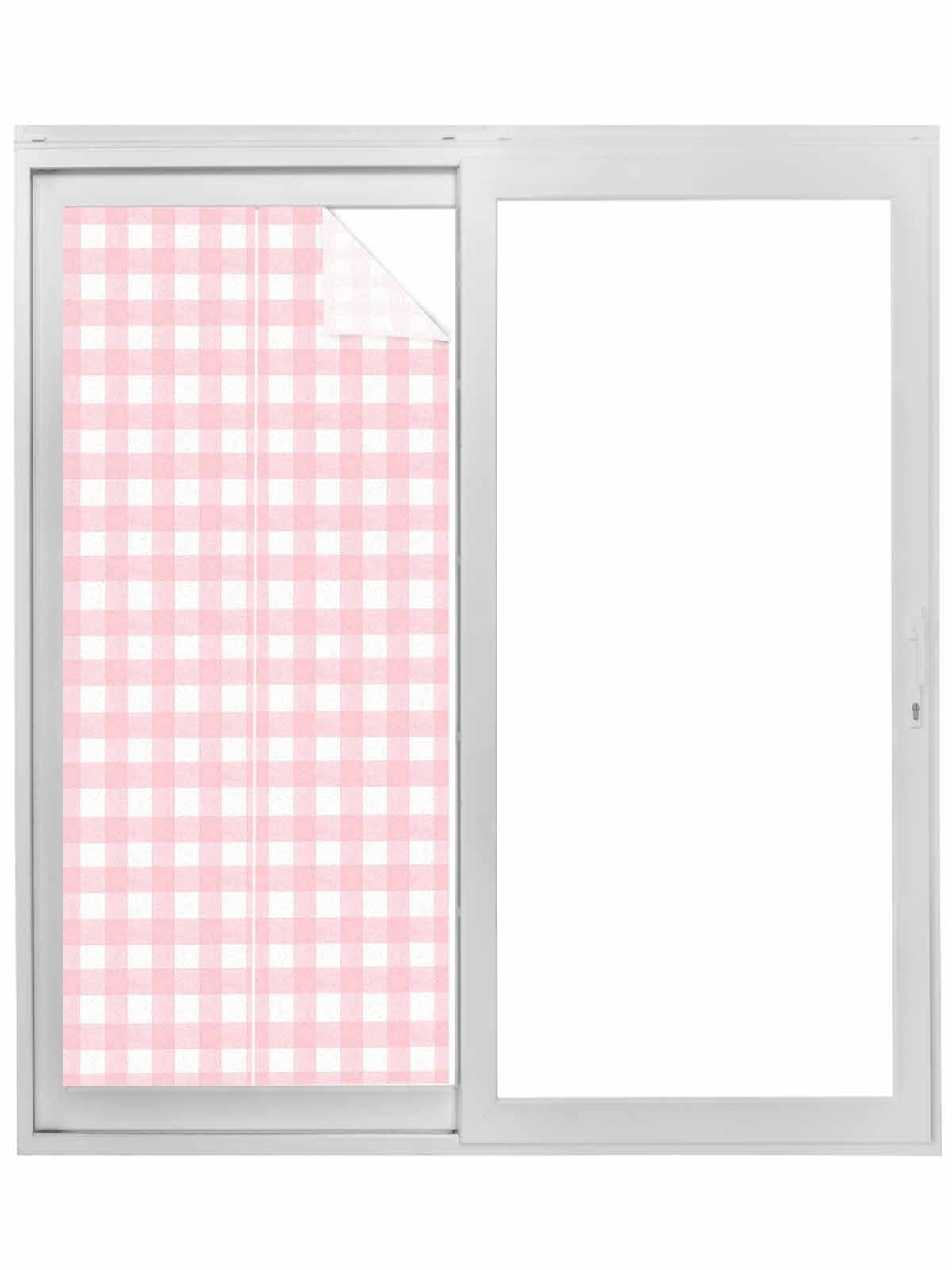 Pink Buffalo Plaid Window Privacy Film, Farmhouse Pink White Checkered ...