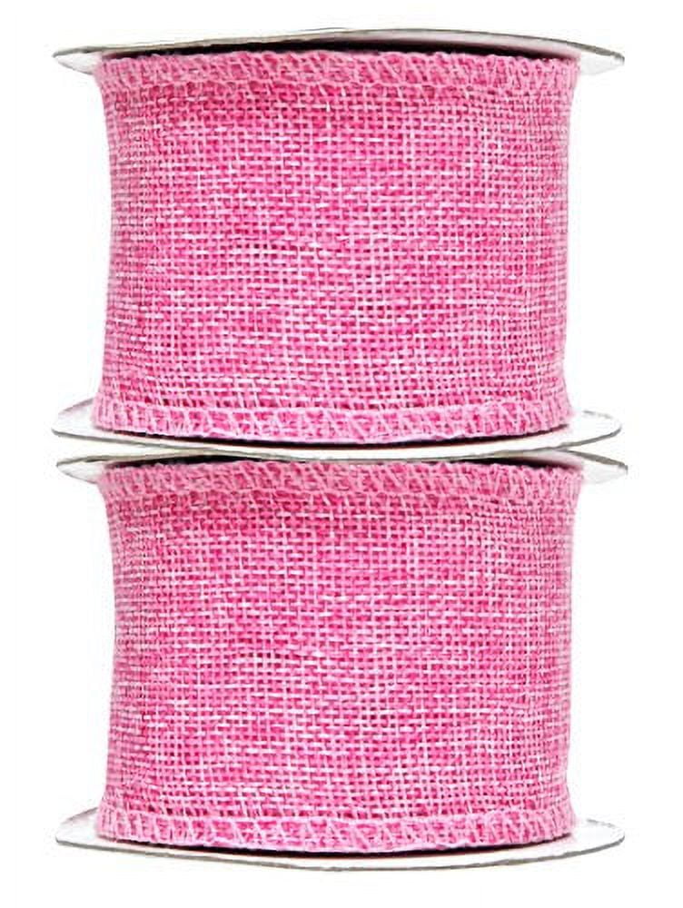 Pink Burlap Ribbon 1.5 Inch 2 Rolls 20 Yards Unwired Rustic Jute Ribbon ...