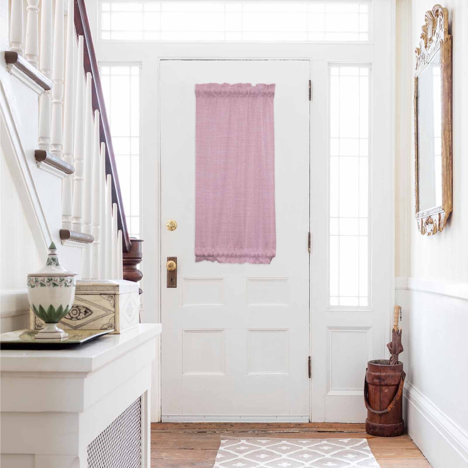 Pink Burlap Texture Door Curtains for Door Window, French Sidelight ...