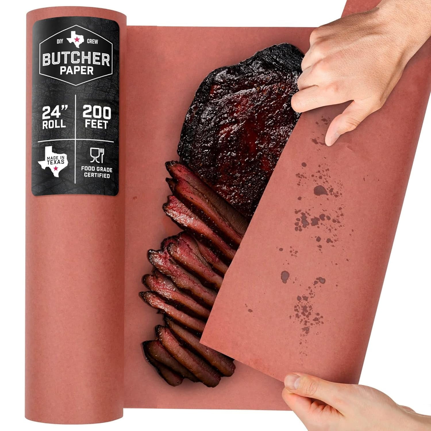 Pink Butcher Paper Roll - 24 Inch x 200 Feet - Food-Grade Peach Butcher ...
