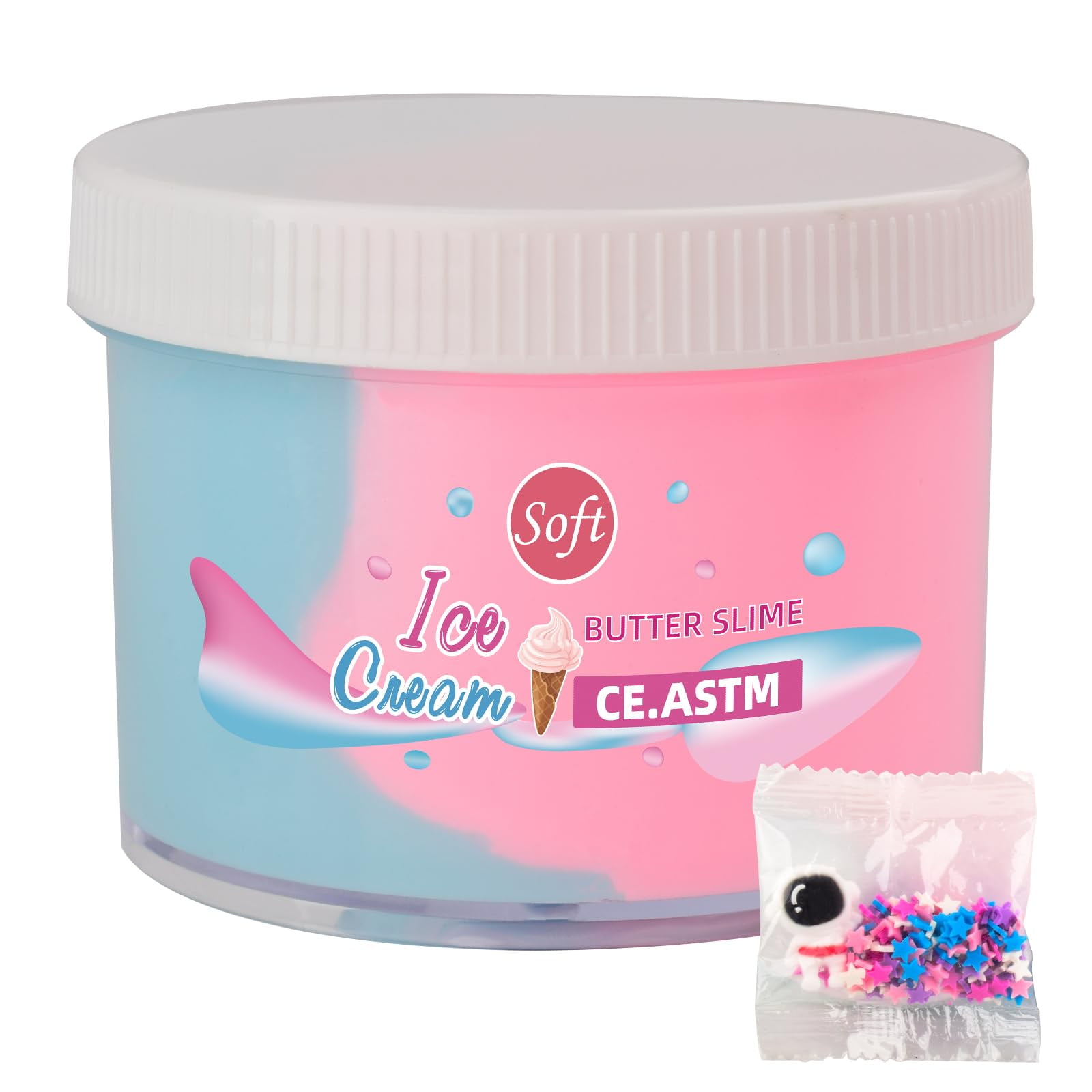 Pink Butter Slime Pack 8 OZ, Non-Sticky Soft Sludge Toy, Astronaut ...