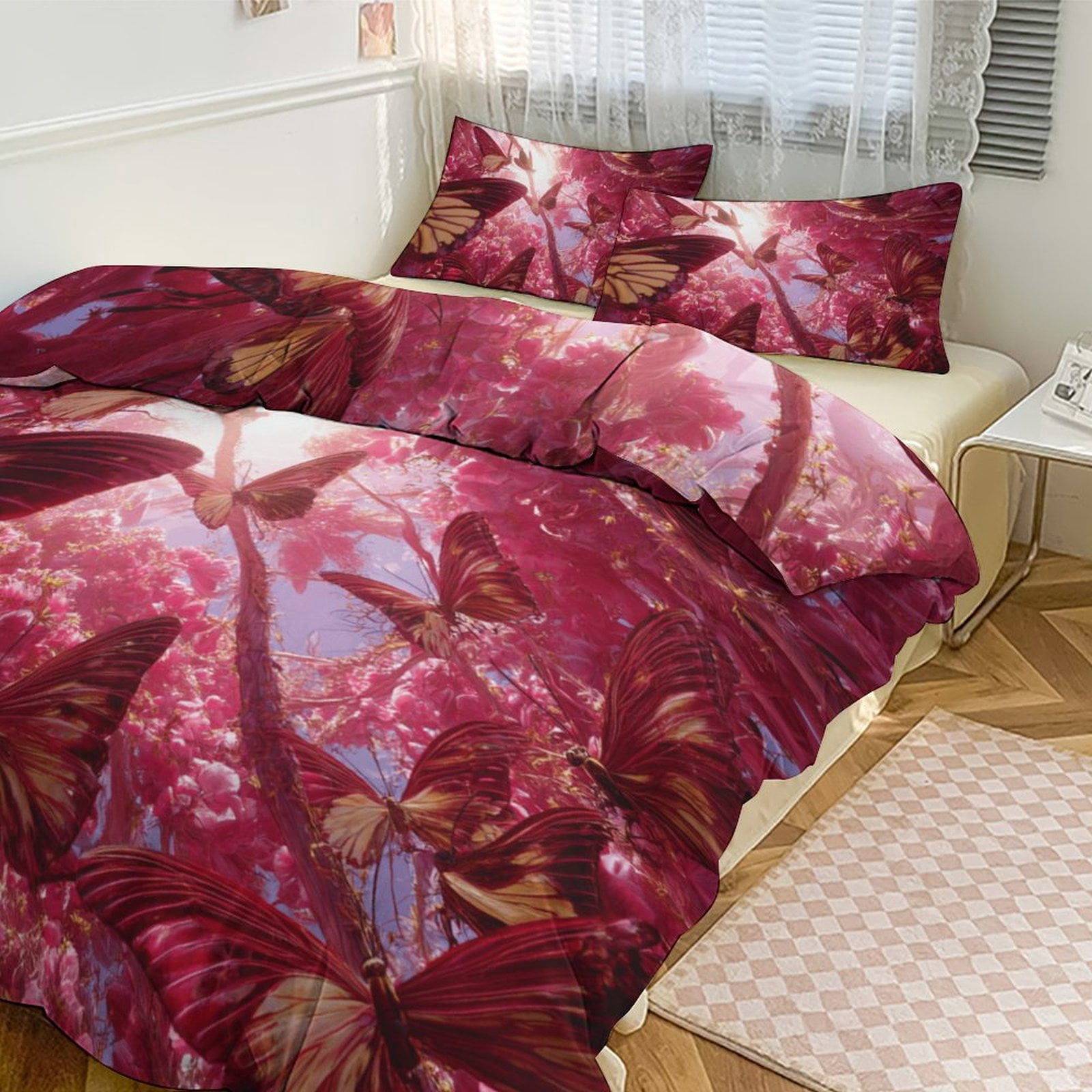 Pink Butterflies Blossom Magical Dreamland Bedding Set with Zipper ...