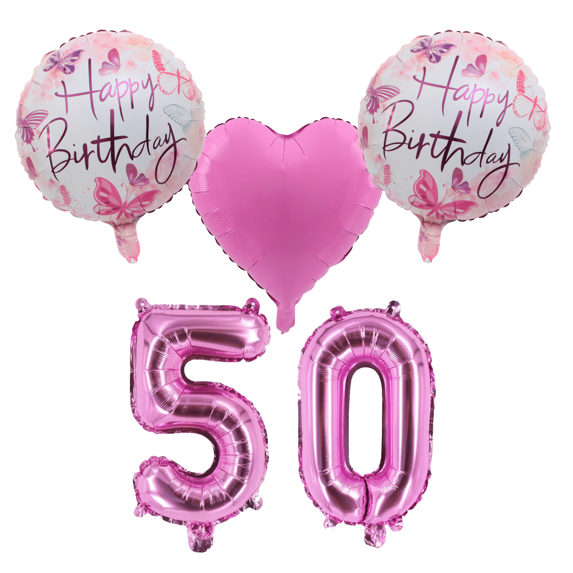 Pink Butterfly 50th Birthday Foil Balloon Set Party Decor - Walmart.com