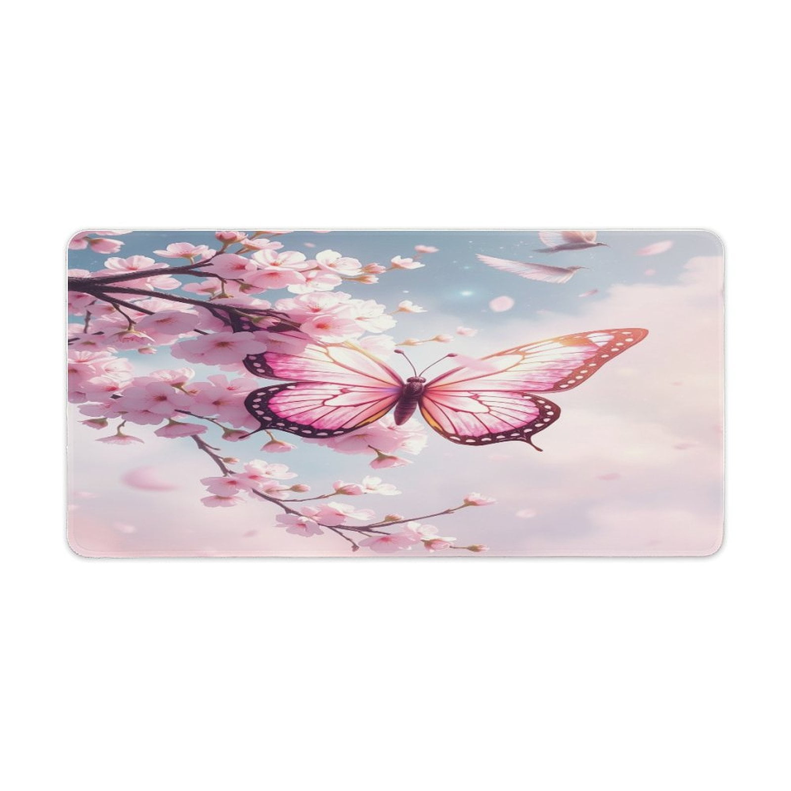 Pink Butterfly Cherry Blossoms Mouse Pad Gamer Keyboard Desk Mats ...