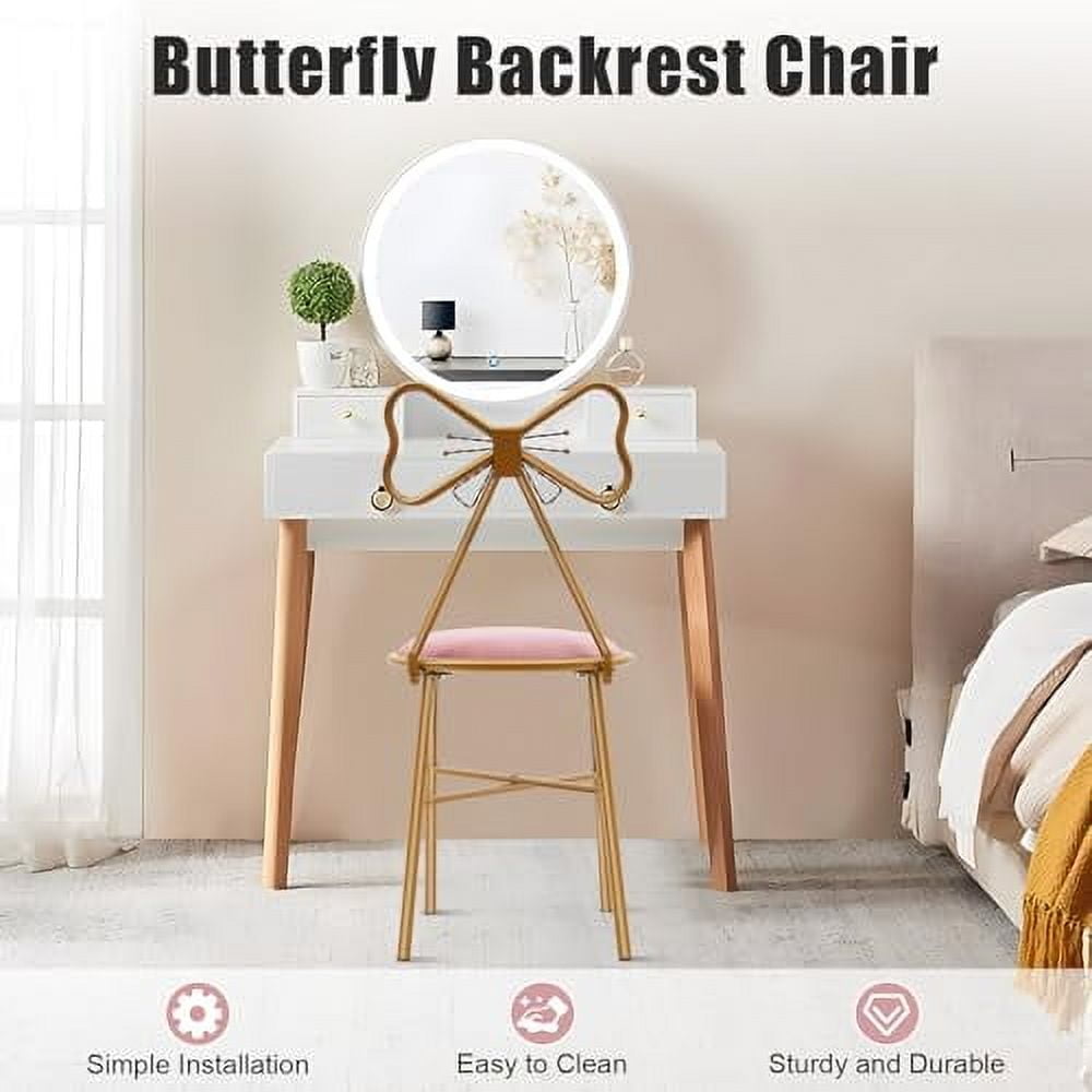 Pink Butterfly Dressing Chair Butterfly Backrest Chair Dressing Chair ...