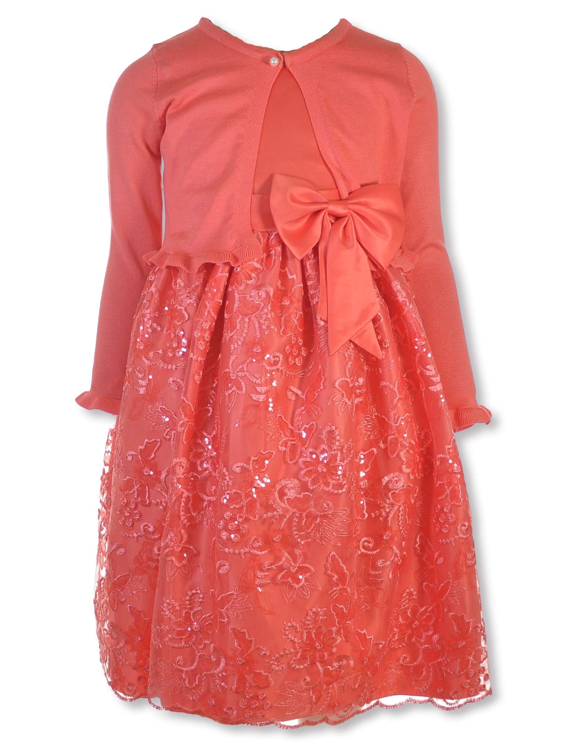 Pink Butterfly Girls' 2-Piece Dress Set Outfit - coral, 6 (Little Girls ...