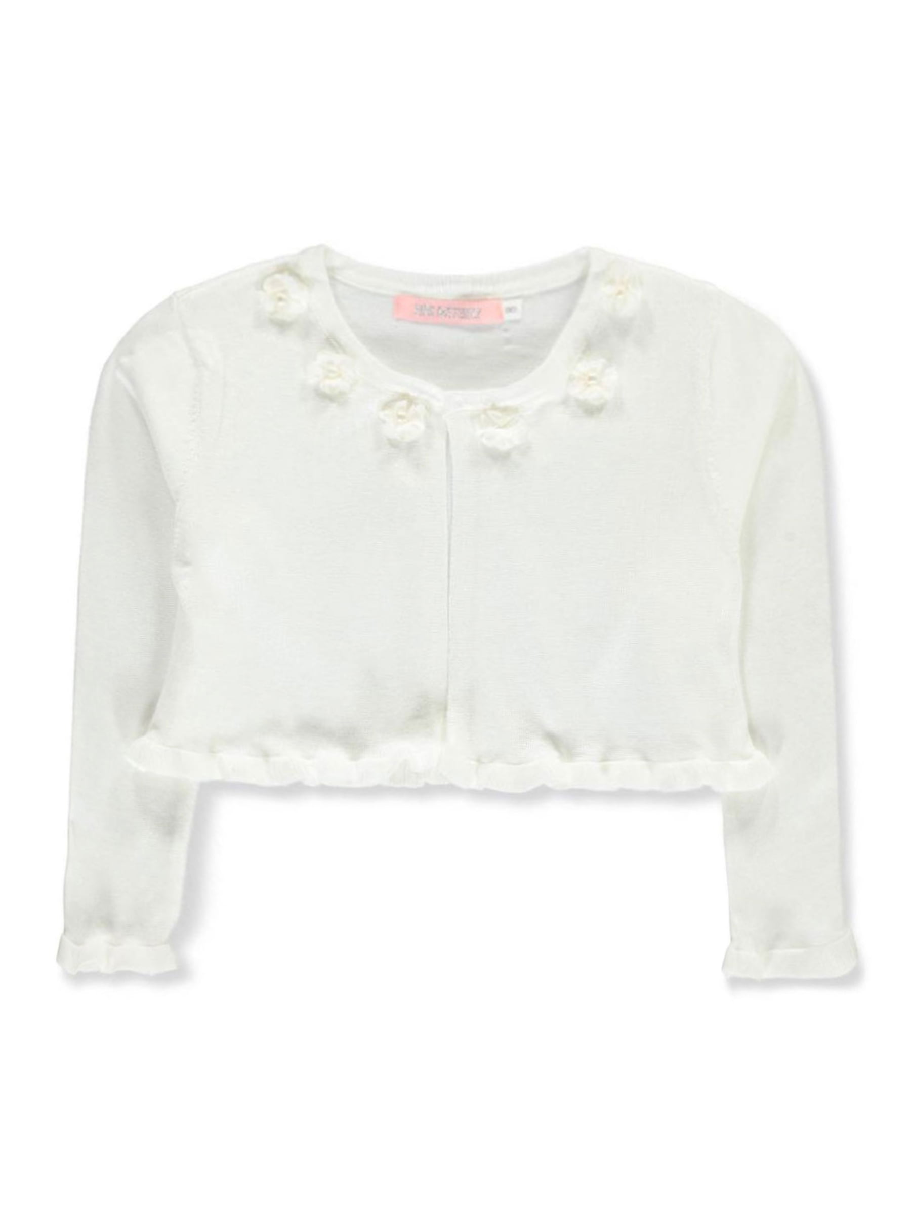 Pink Butterfly Girls' Flower and Pearl Knit Shrug Color: ivory Size: 2t ...