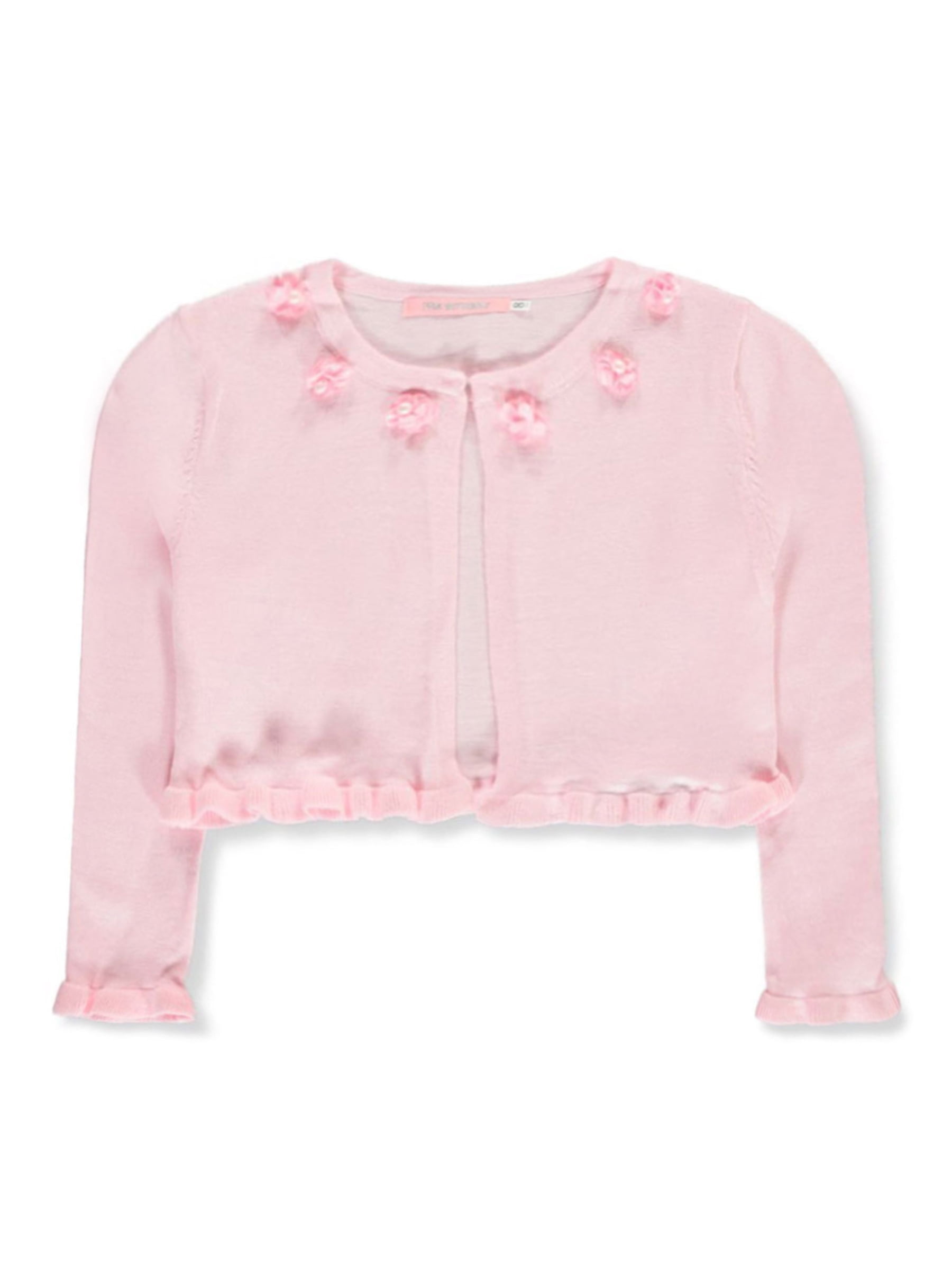 Pink Butterfly Girls' Flower and Pearl Knit Shrug Color: pink Size: 4 ...