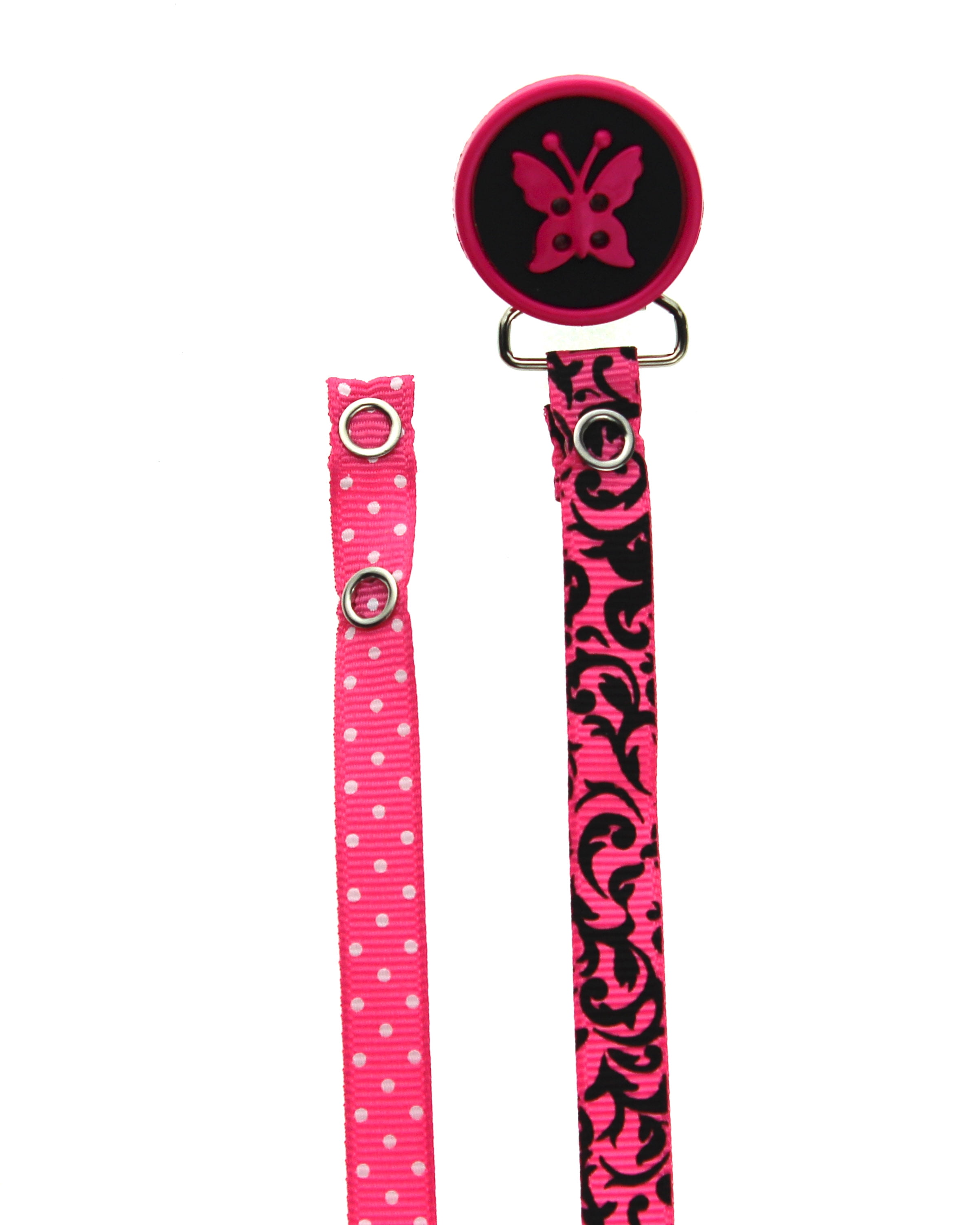 Pink Butterfly Pacifier Clip With Two Interchangeable Ribbons - Walmart.com