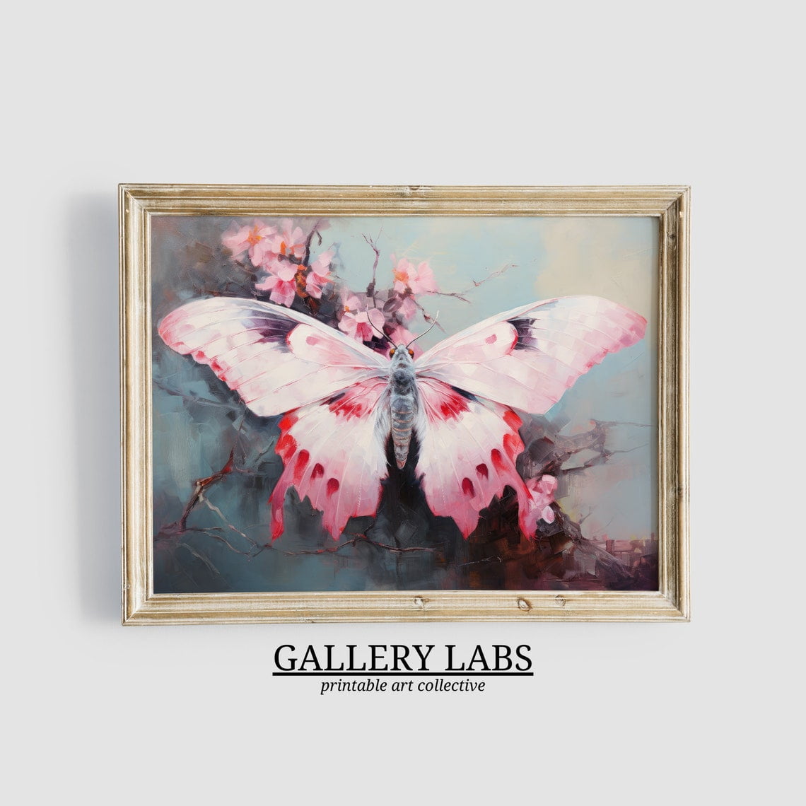 Pink Butterfly Painting Able Maximalist Wall Art Cute Apartment Decor ...