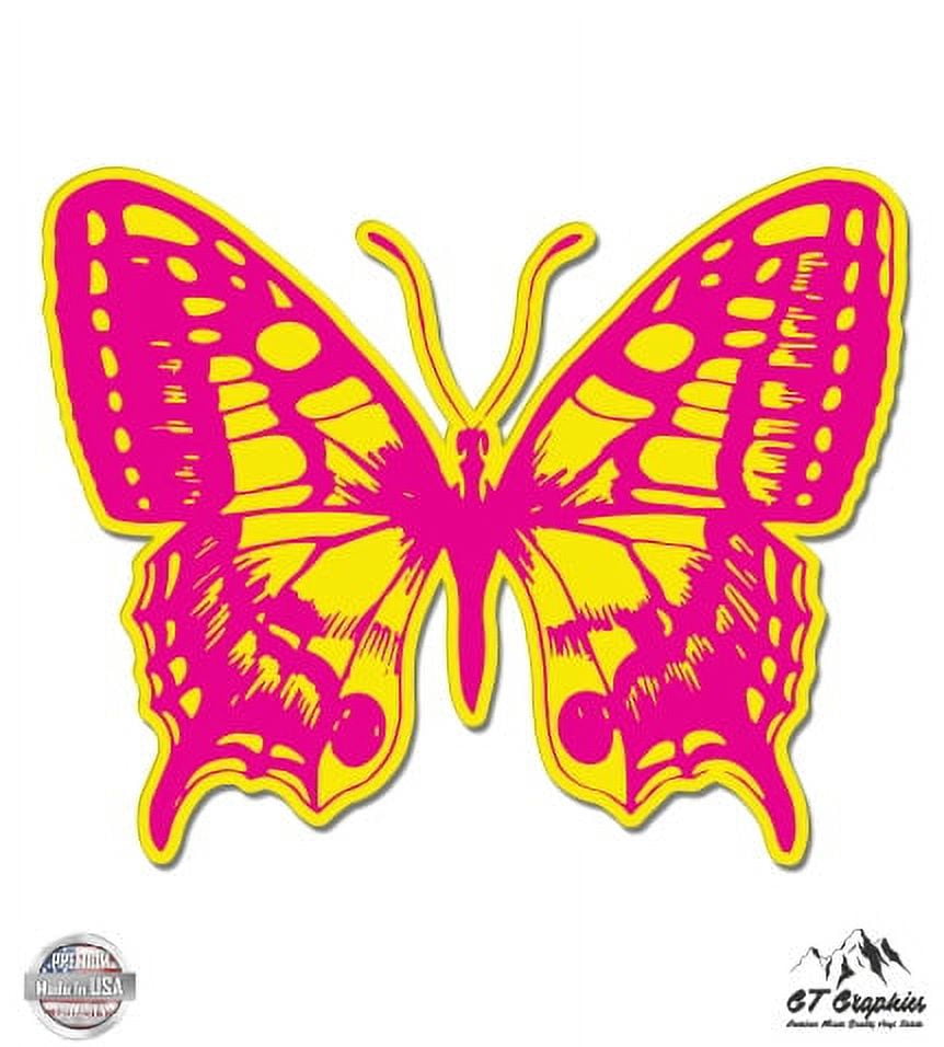 Pink Butterfly Pop Art Colors - 12" Vinyl Sticker Waterproof Decal ...