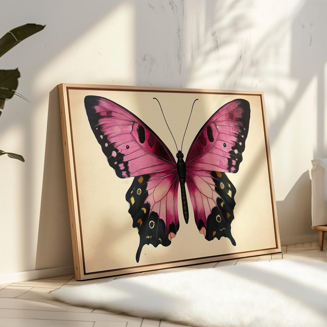Pink Butterfly Wall Art – Vintage Insect Illustration Print With ...