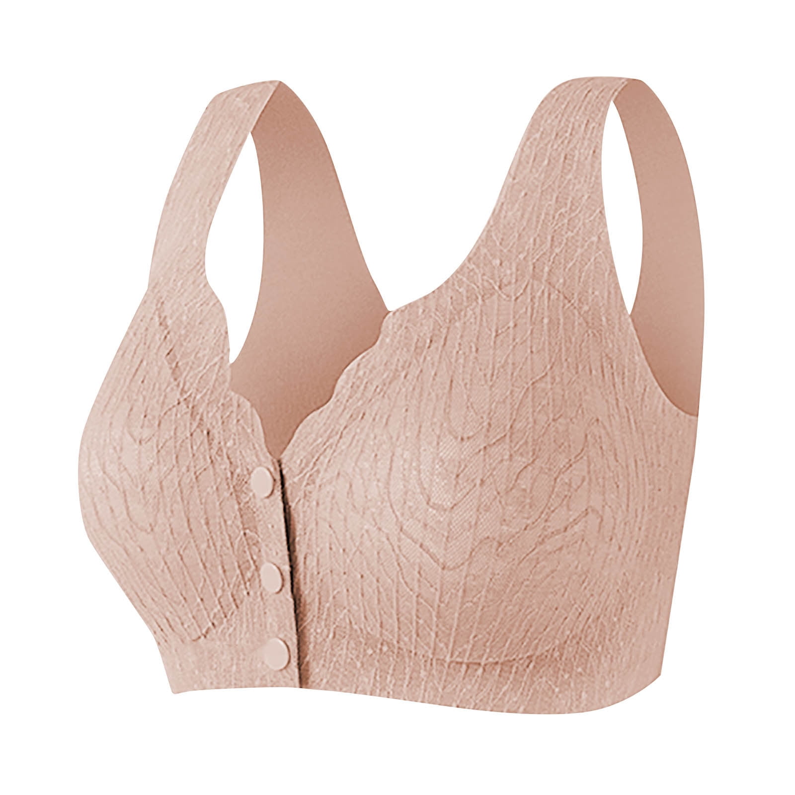 Pink Button Down Front Closure Bralette for Ladies Lace Spandex Loose ...