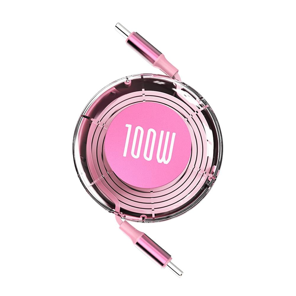 Pink C To C C To C Retractable 100w Super Fast Charging Data Cable Dual ...