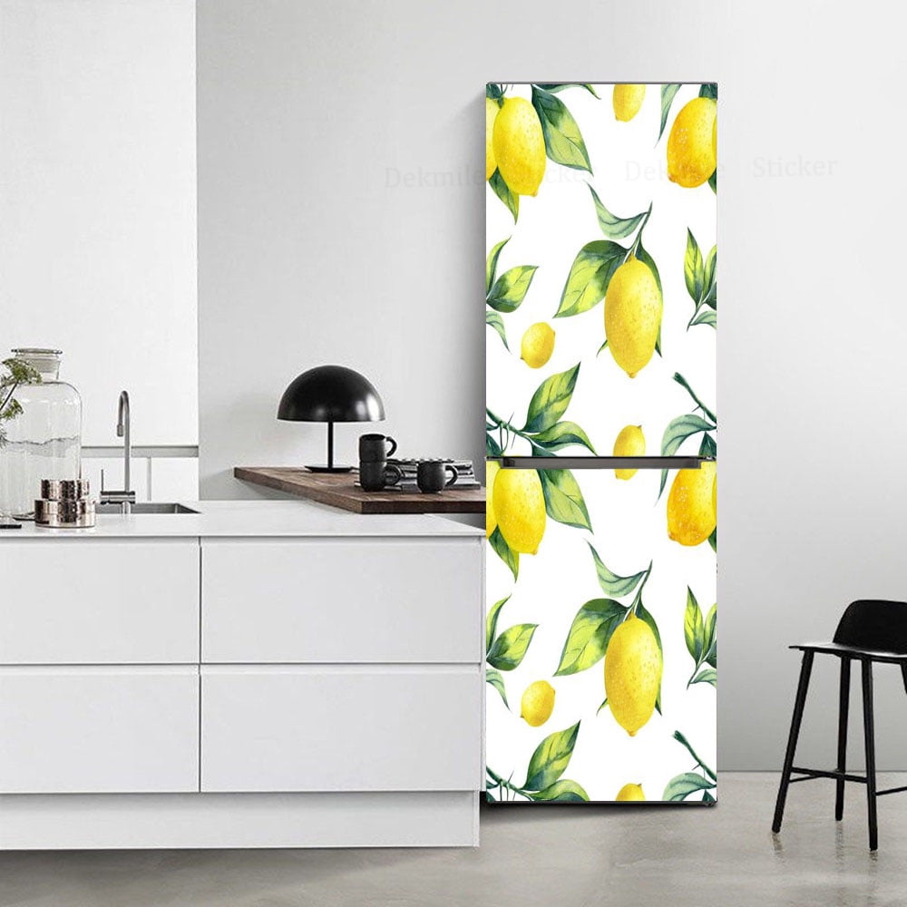 Pink Cake Rose Fridge Stickers Door Cover Decoration Vinyl Refrigerator ...
