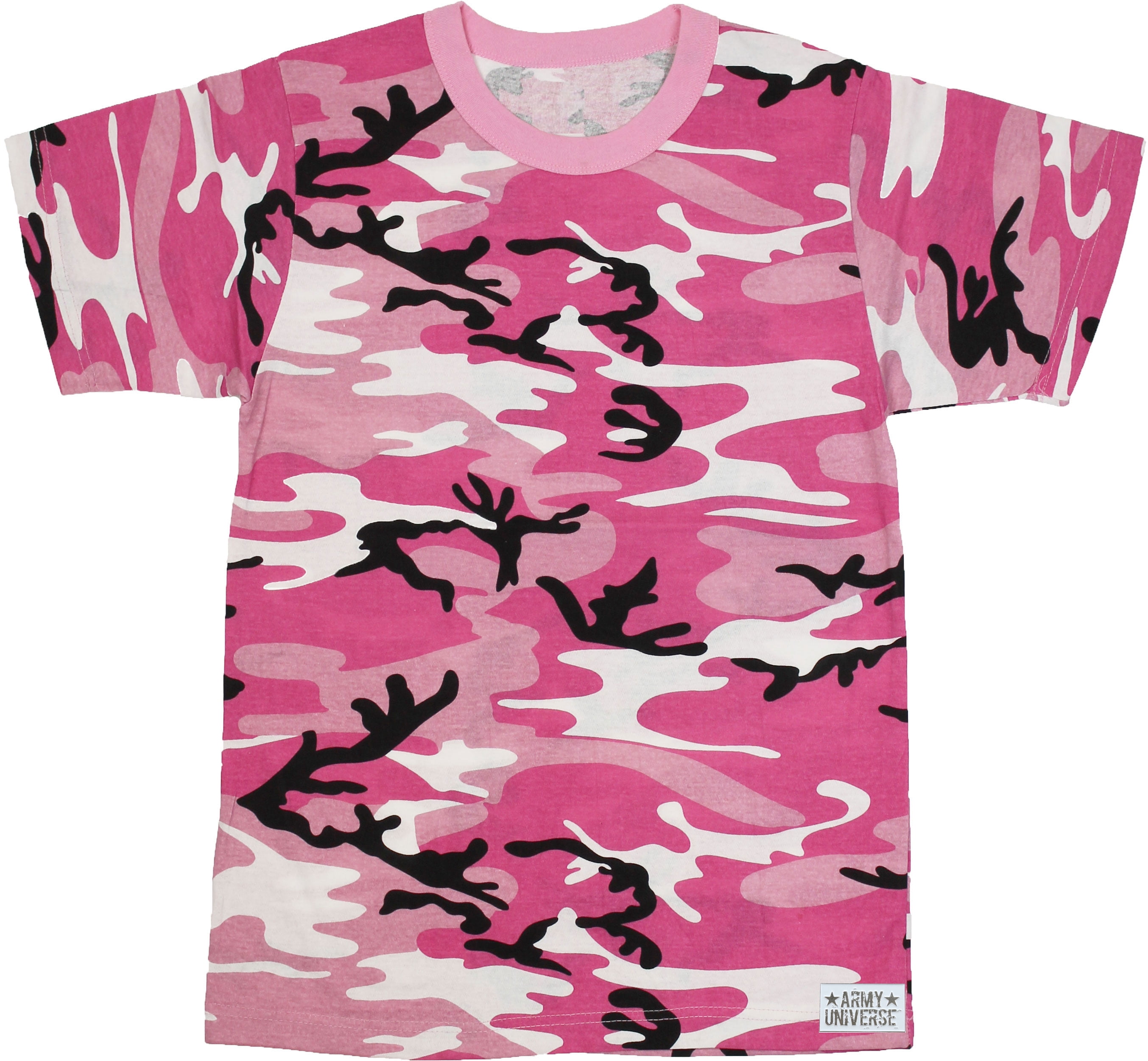 Pink Camouflage Short Sleeve T-Shirt with ARMY UNIVERSE Pin - Size X ...