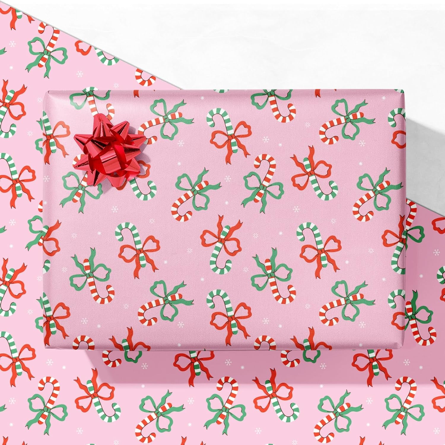 Pink Candy Cane Christmas Wrapping Paper for Kids Girls Babies ...