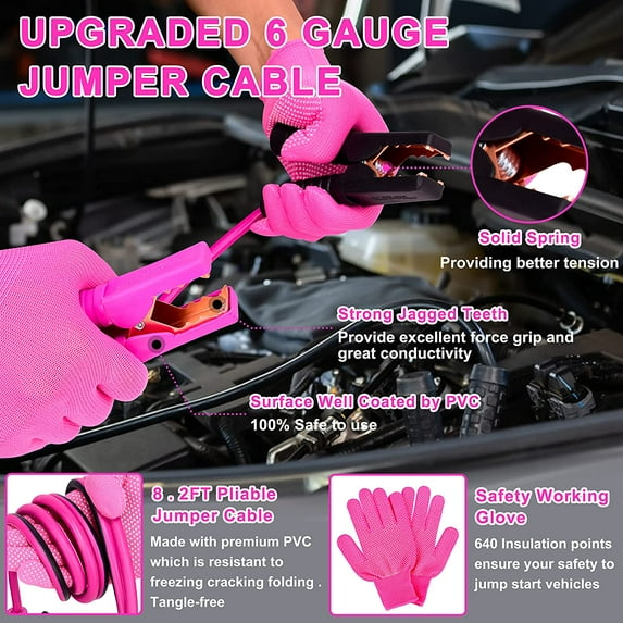 Pink Car Emergency Kit, Premium Roadside Emergency Car Accessories Kit ...