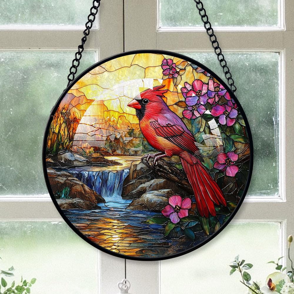 Pink Cardinal Stained Glass Suncatcher, Pink Cardinal Christmas, Pink ...