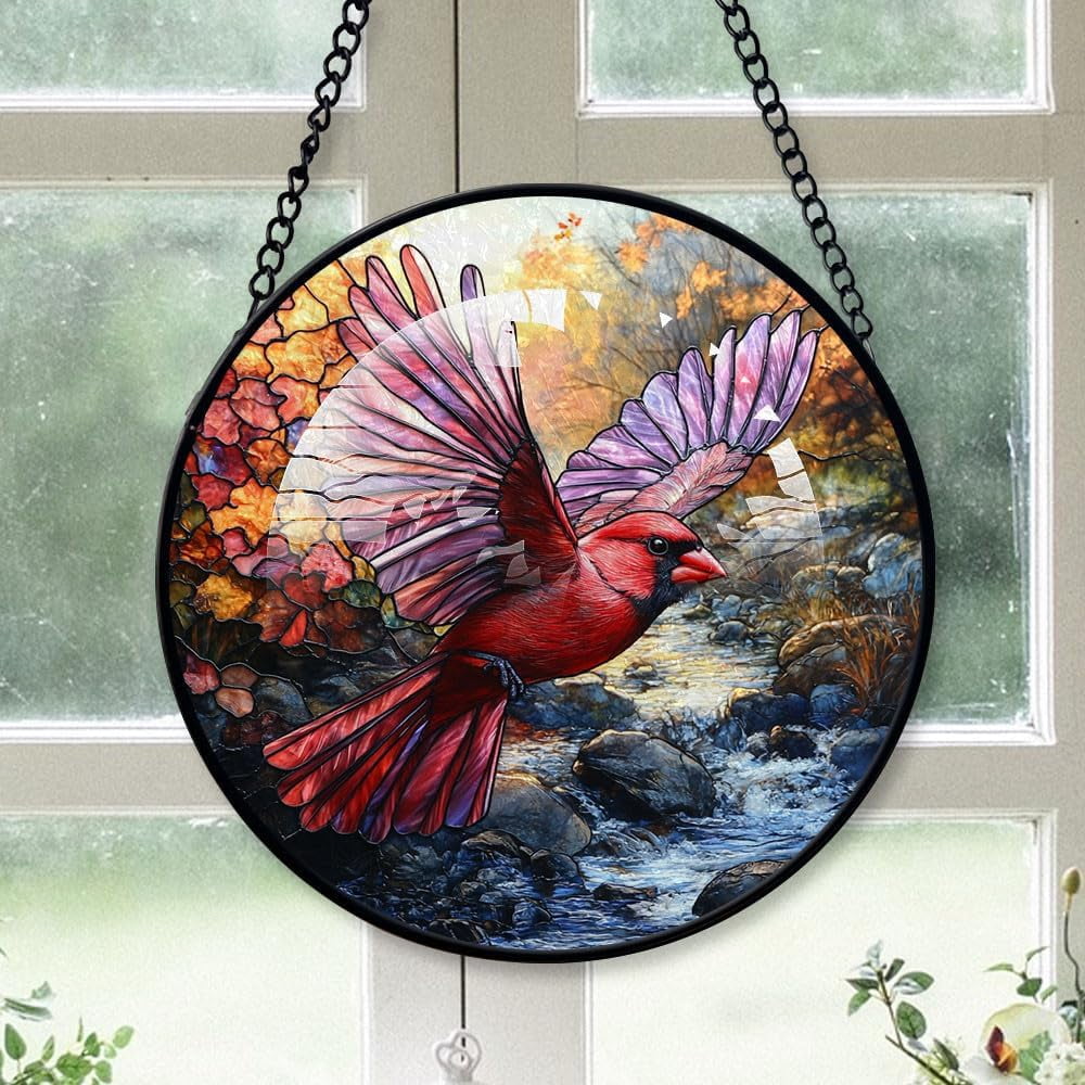 Pink Cardinal Stained Glass Suncatcher, Pink Cardinal Christmas, Pink ...