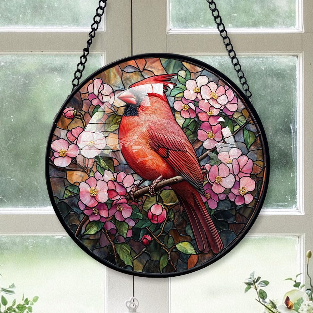 Pink Cardinal Stained Glass Suncatcher, Pink Cardinal Christmas, Pink ...