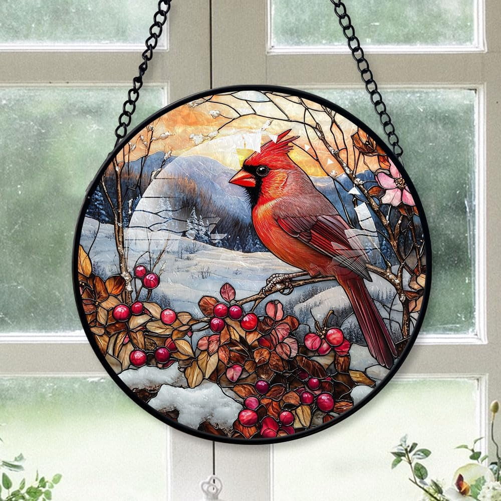 Pink Cardinal Stained Glass Suncatcher, Pink Cardinal Christmas, Pink ...