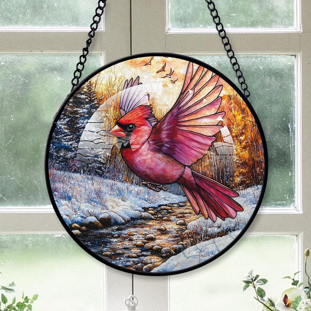 Pink Cardinal Stained Glass Suncatcher, Pink Cardinal Christmas, Pink ...