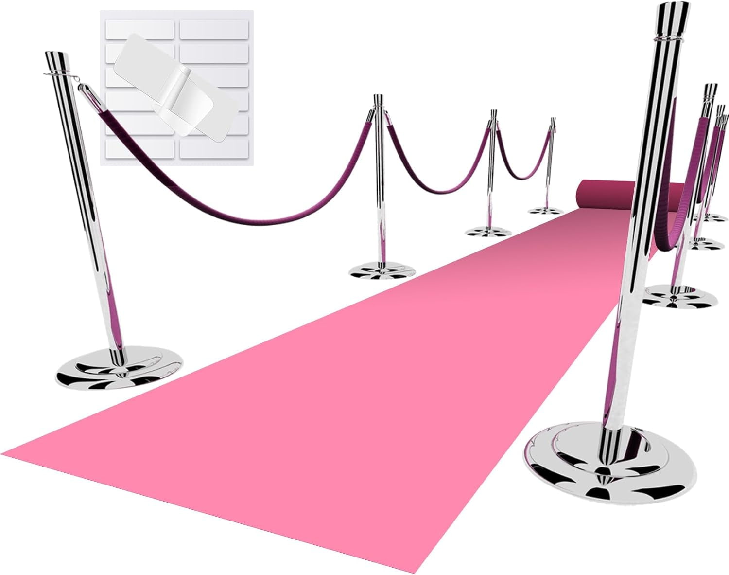 Pink Carpet Runner for Party, 2.6X15ft, 130GSM Felt Non-Woven with Double-Sided No Traces ...