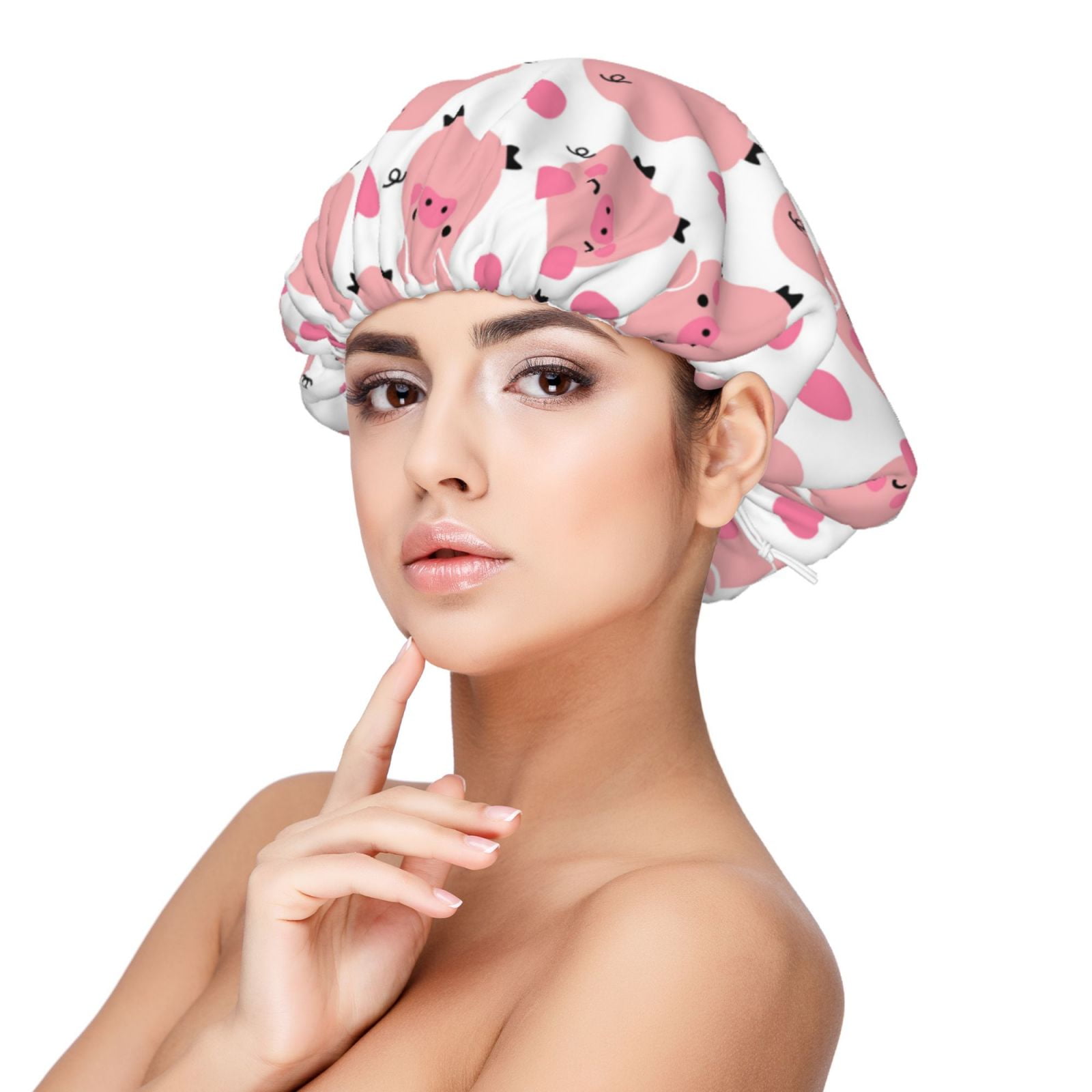 Pink Cartoon Cute Pig Heart Silk Bonnet for Sleeping Women/Men ...
