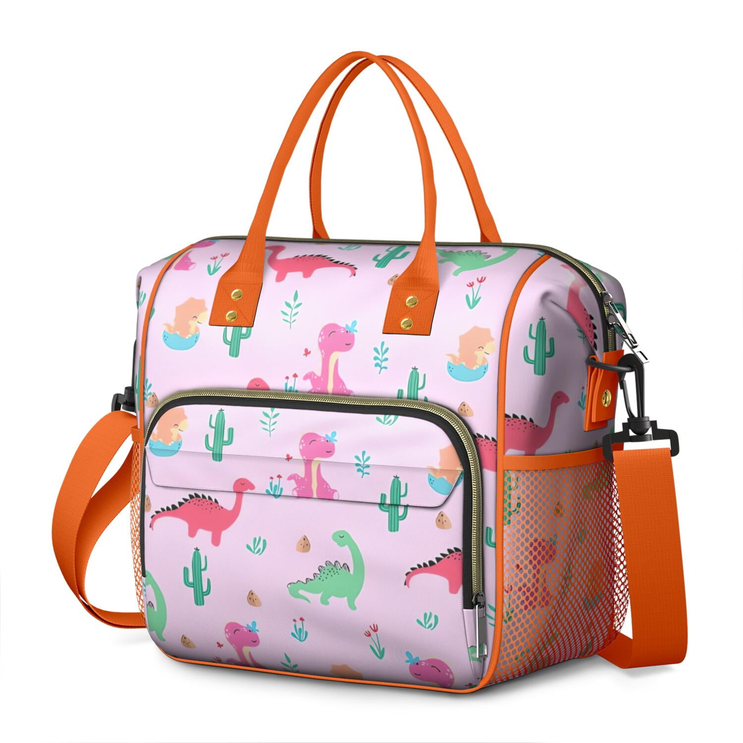 Pink Cartoon Dinosaurs Cacti Pattern Womens Lunch Box for Work ...