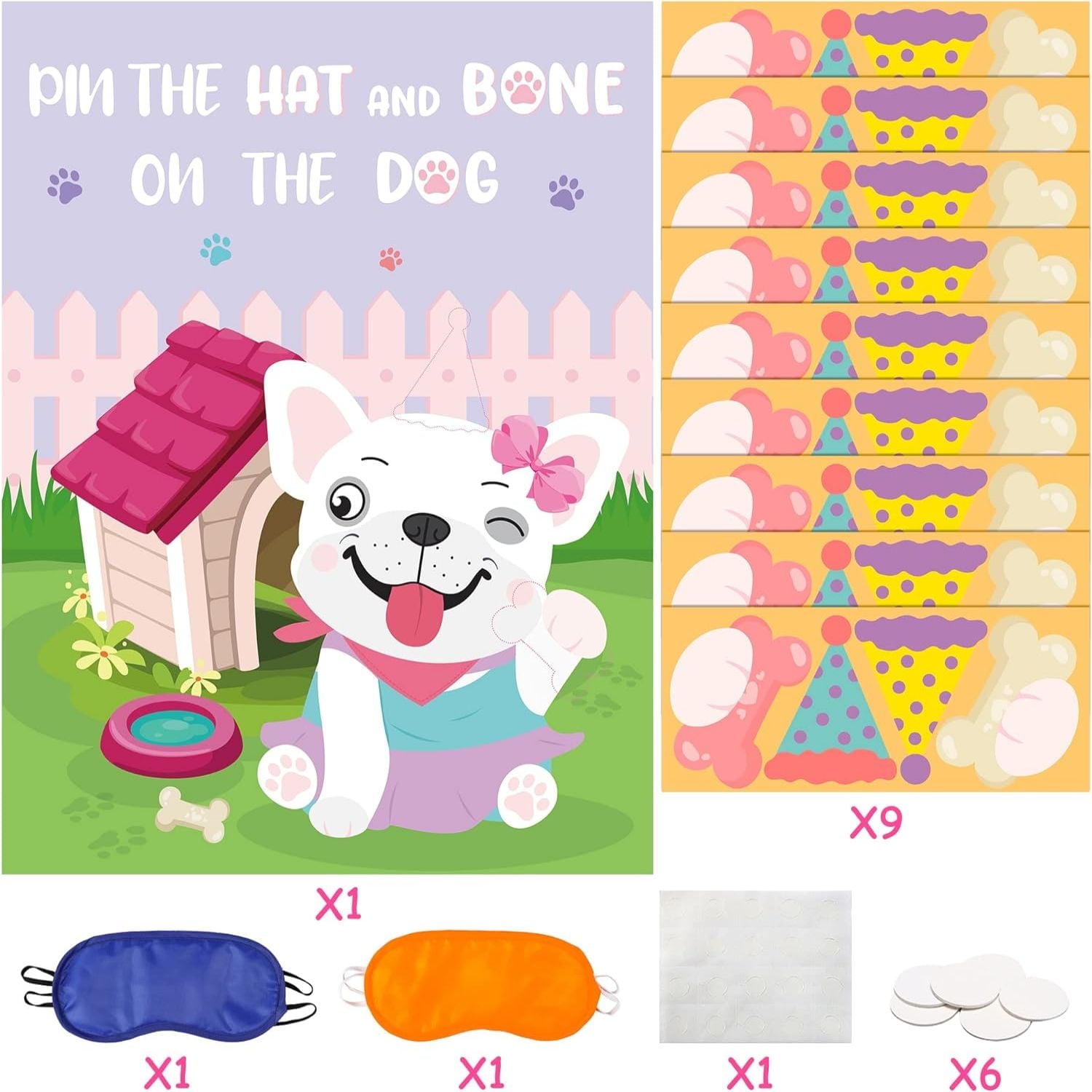 Pink Cartoon Dog Blindfolded Poster - Cute Wall Decor for Kids Rooms ...