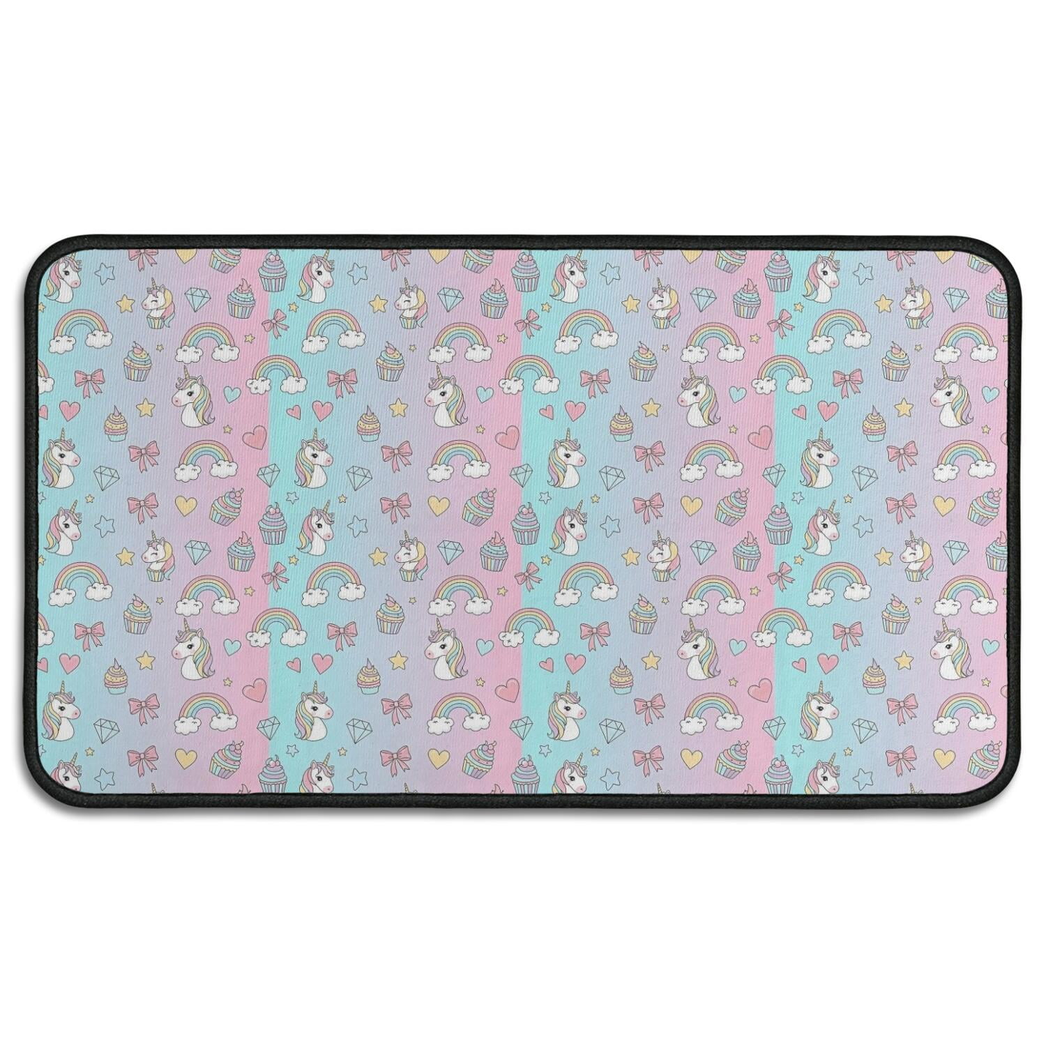 Pink Cartoon Unicorn Rainbow Cake Bow Pattern Door Rugs,Washable Non ...