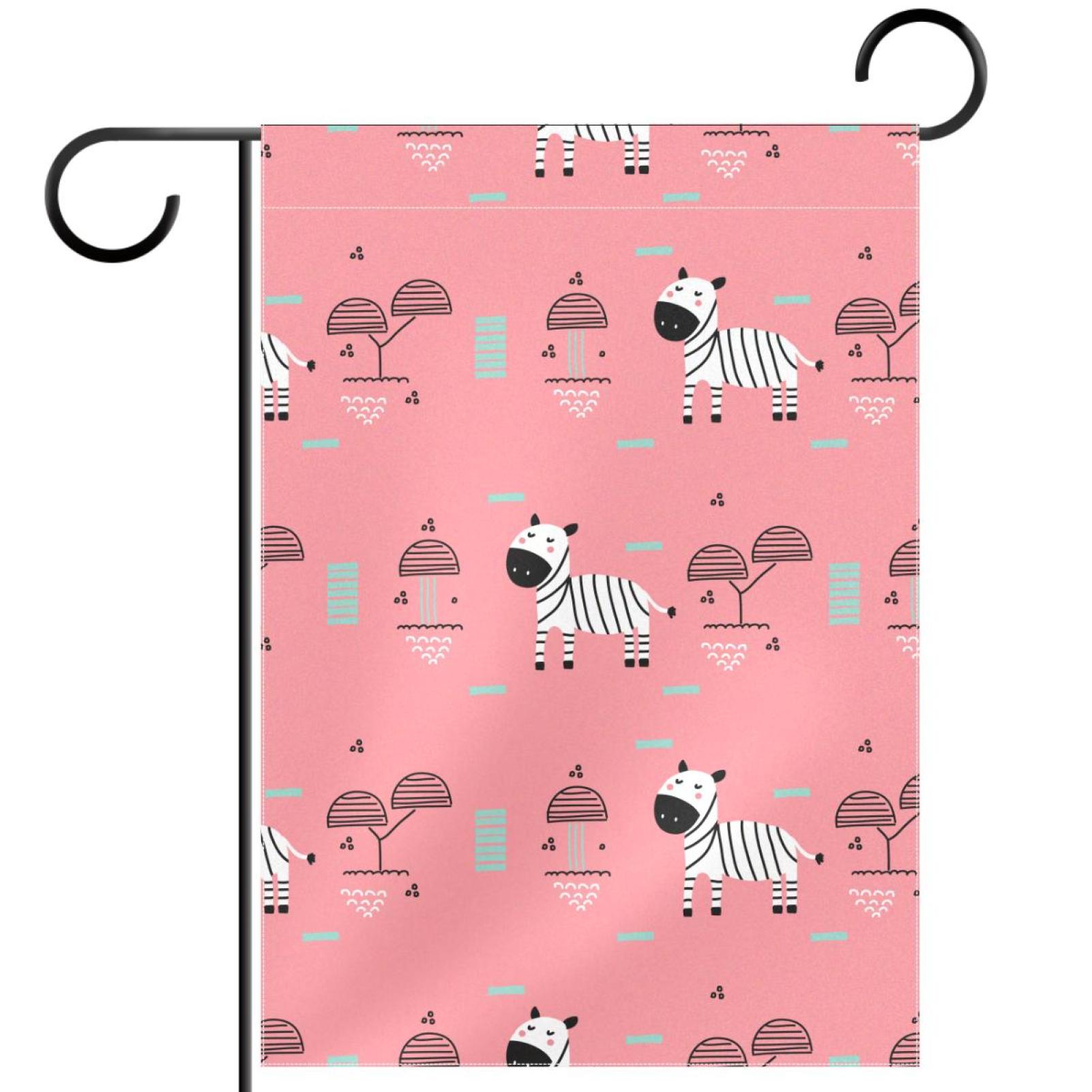 Pink Cartoon Zebra Pattern Garden Banners: Outdoor Flags for All ...
