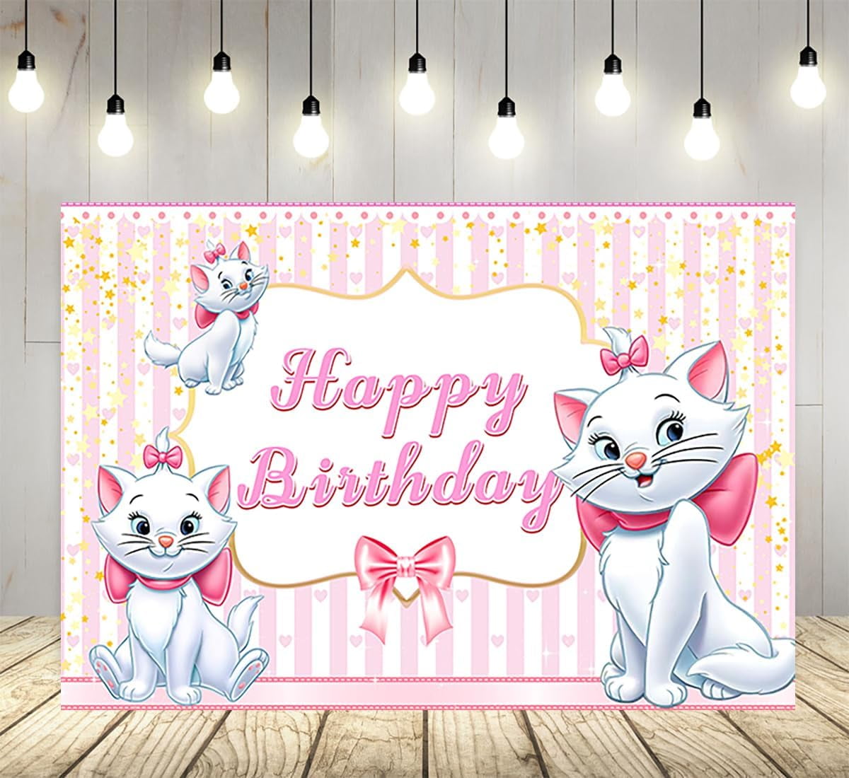 Pink Cat Backdrop for Birthday Party Supplies Marie Photo Backgrounds ...