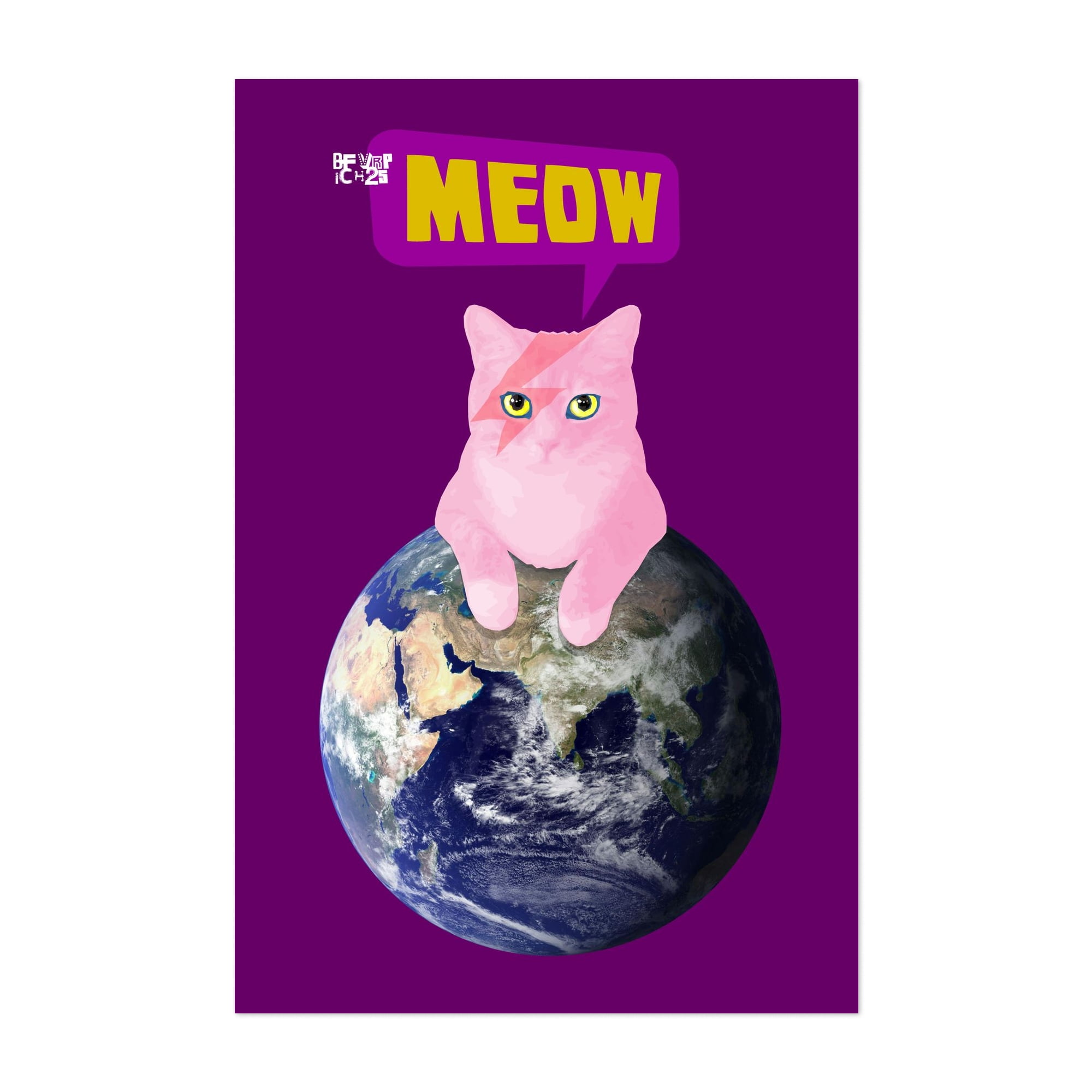 Pink Cat Conquers the World - Collage Cat Pop Art Space Surrealism ...
