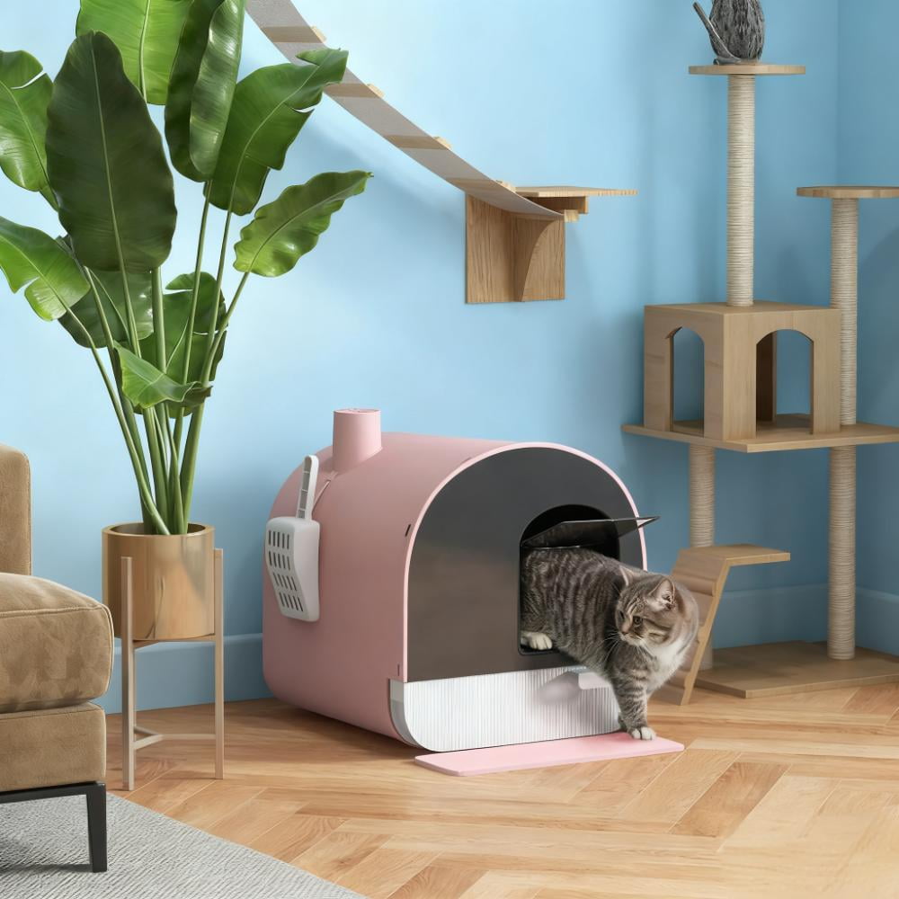 Pink Cat Litter Box with Lid with Scoop and Filter - Walmart.com