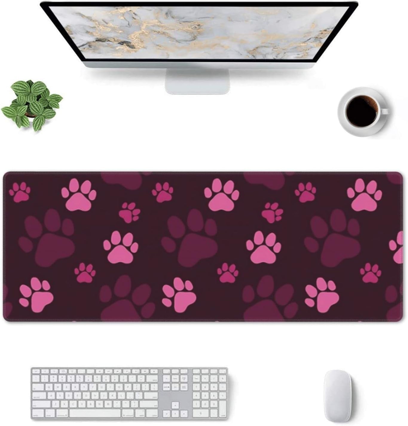 Pink Cat Paw Gaming Mouse Pad Large Mouse Pad (31.5x11.8 Inch) Non-Slip ...