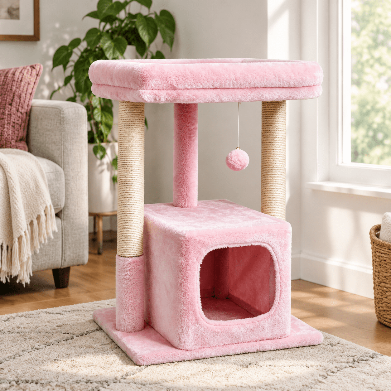 Pink Cat Tree For Indoor Cats Large Adult 27