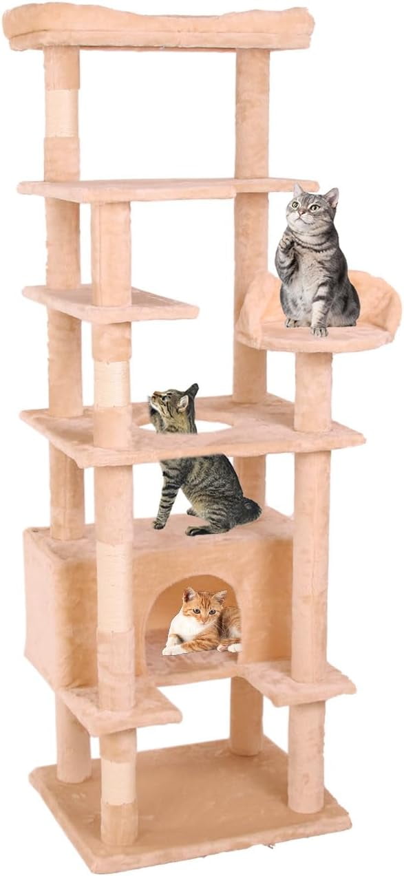 Pink Cat Tree Tower - Multi-Level Staircase Design, Pet-Safe Materials ...