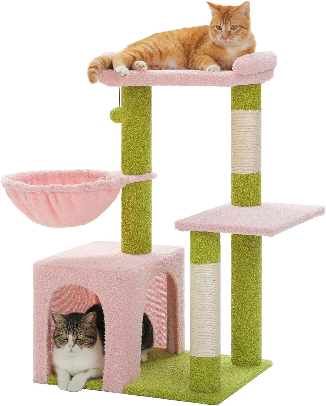 Pink Cat Tree for Indoor Cats, Cat Tower with a Cozy Condo and Cat ...