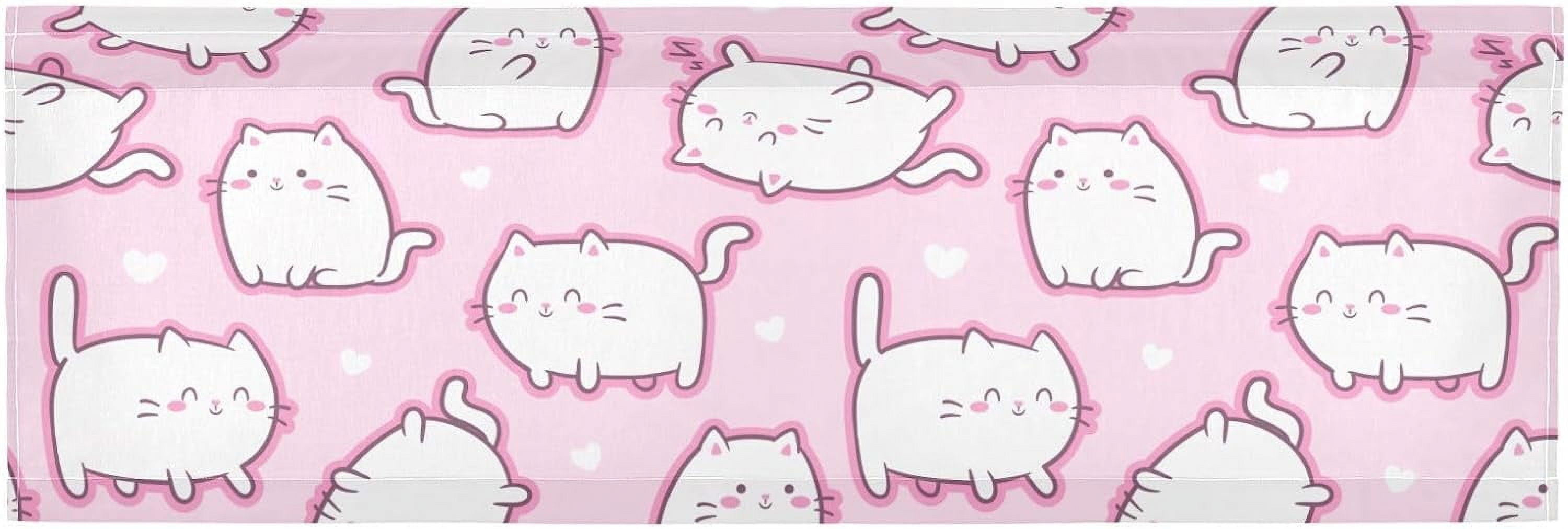 Pink Cats Curtain Valance for Kitchen Windows/Bathroom/Living Room ...