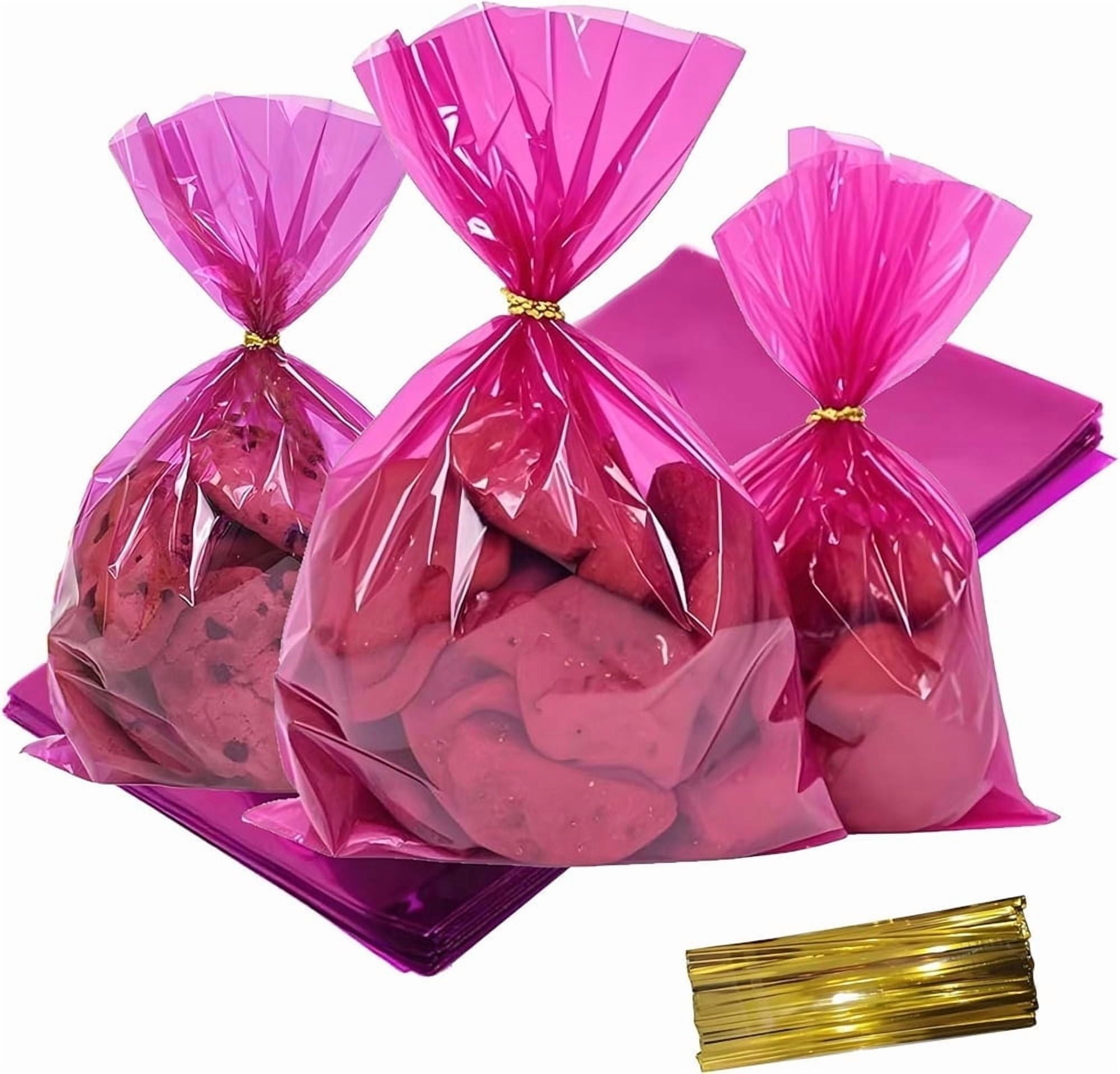 Pink Cellophane Treat Bags - Duslogis 100Pcs Cello Bags Resealable 6x9 ...