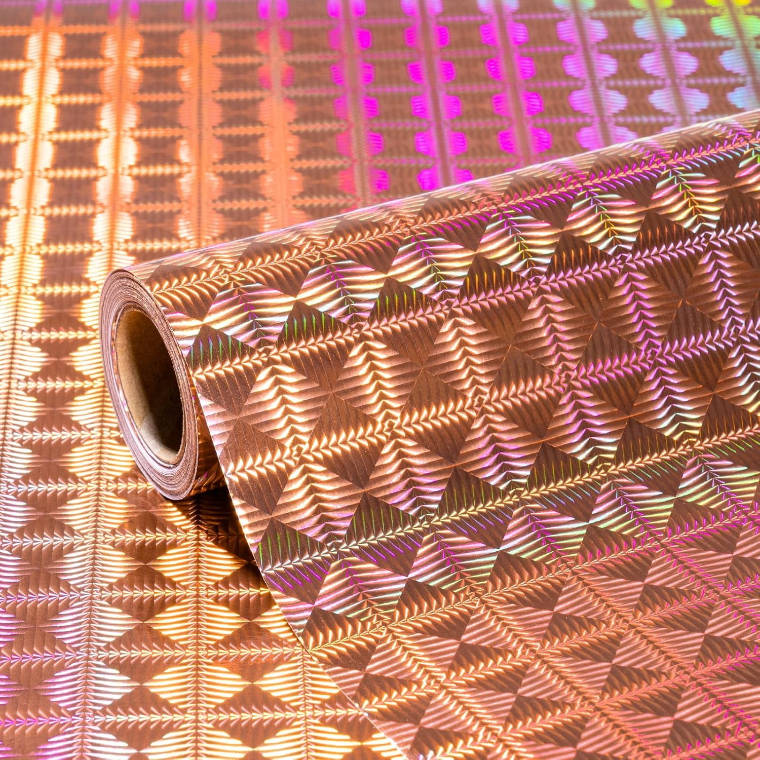 Pink Champagne Holographic Wrapping Paper - Mini Roll - Geometric ...