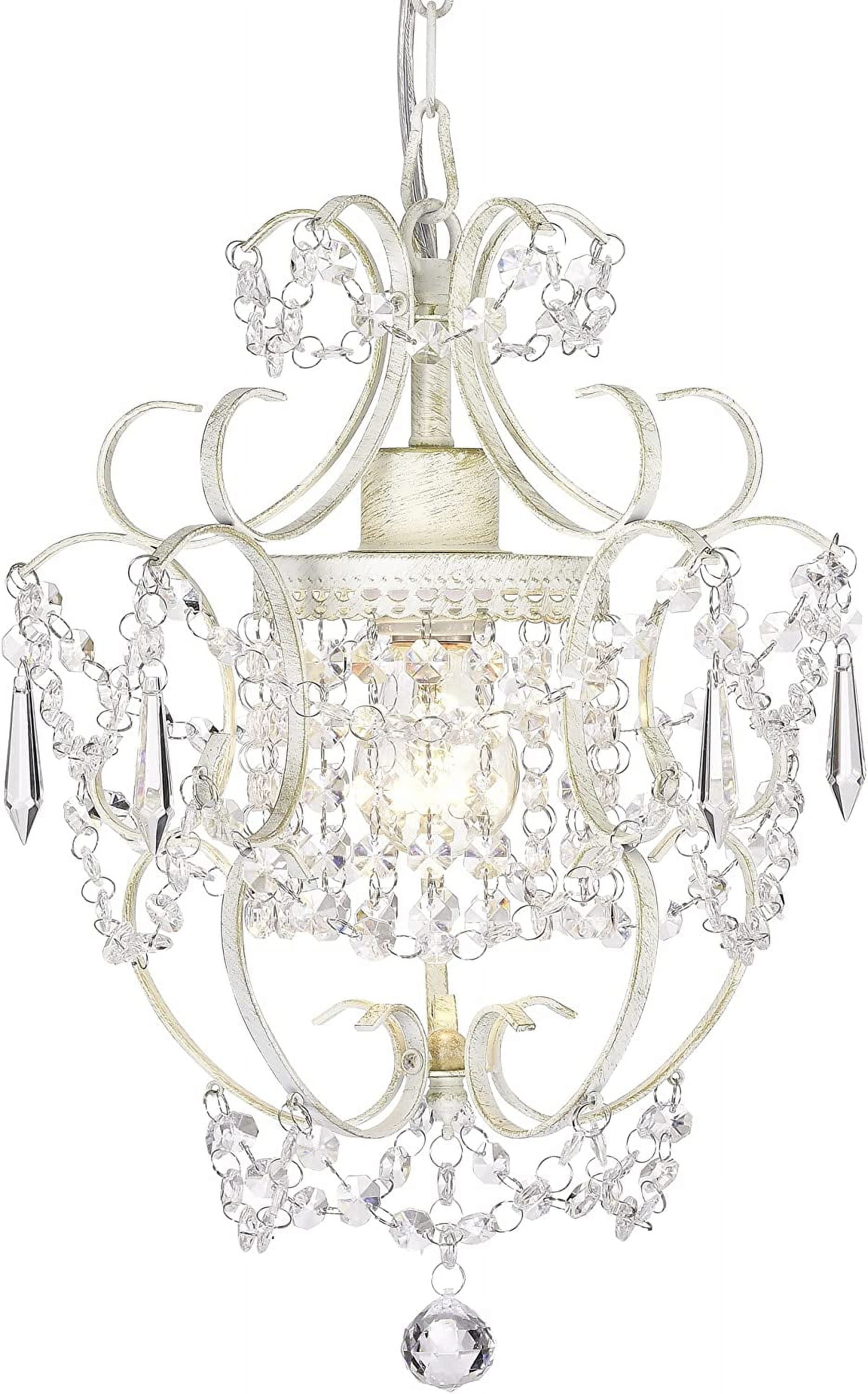 Pink Chandelier for Bedroom, 90% Pre-Assembled 1 Light Small Crystal ...