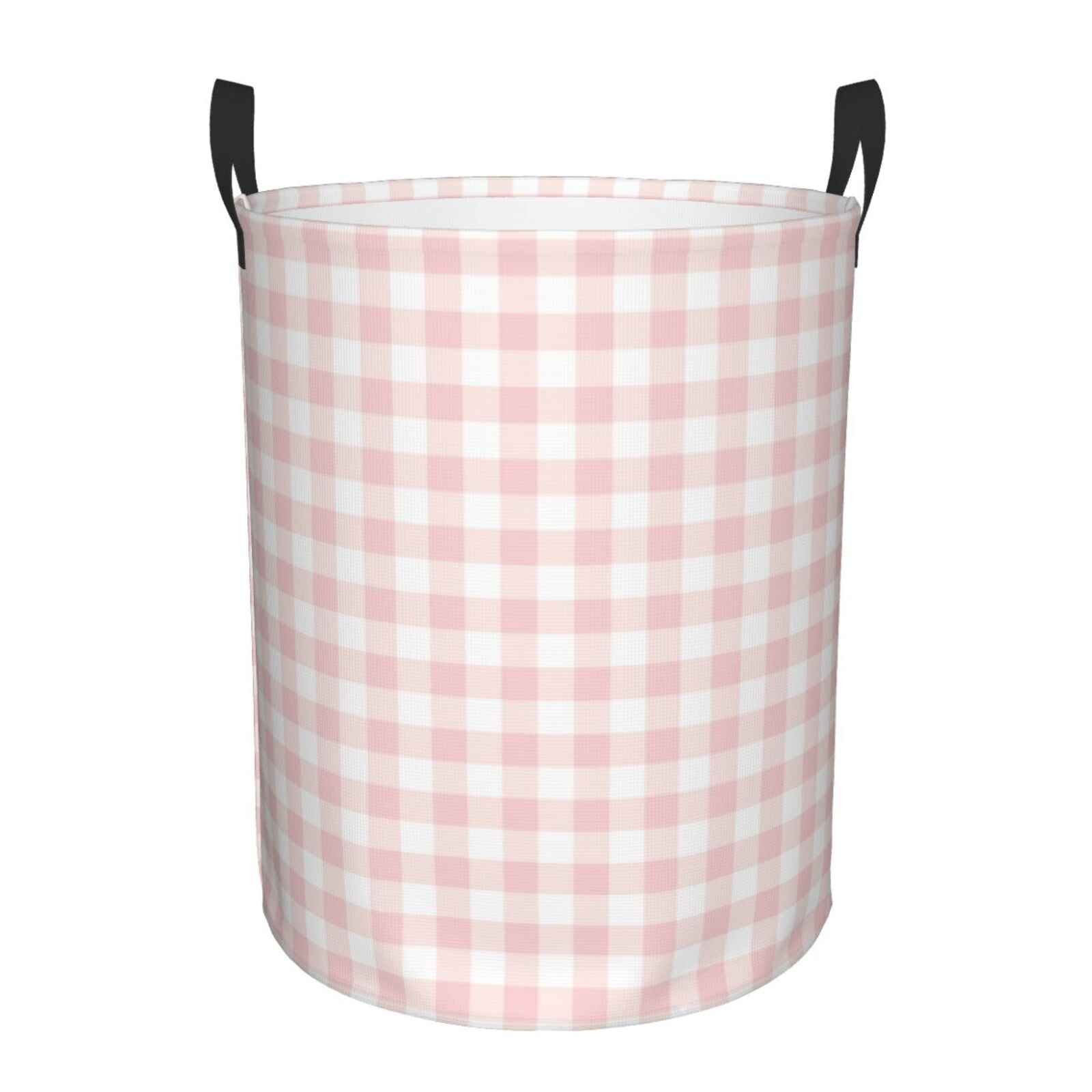 Pink Checkboard Laundry Basket, Laundry Hamper Waterproof Laundry Bag ...