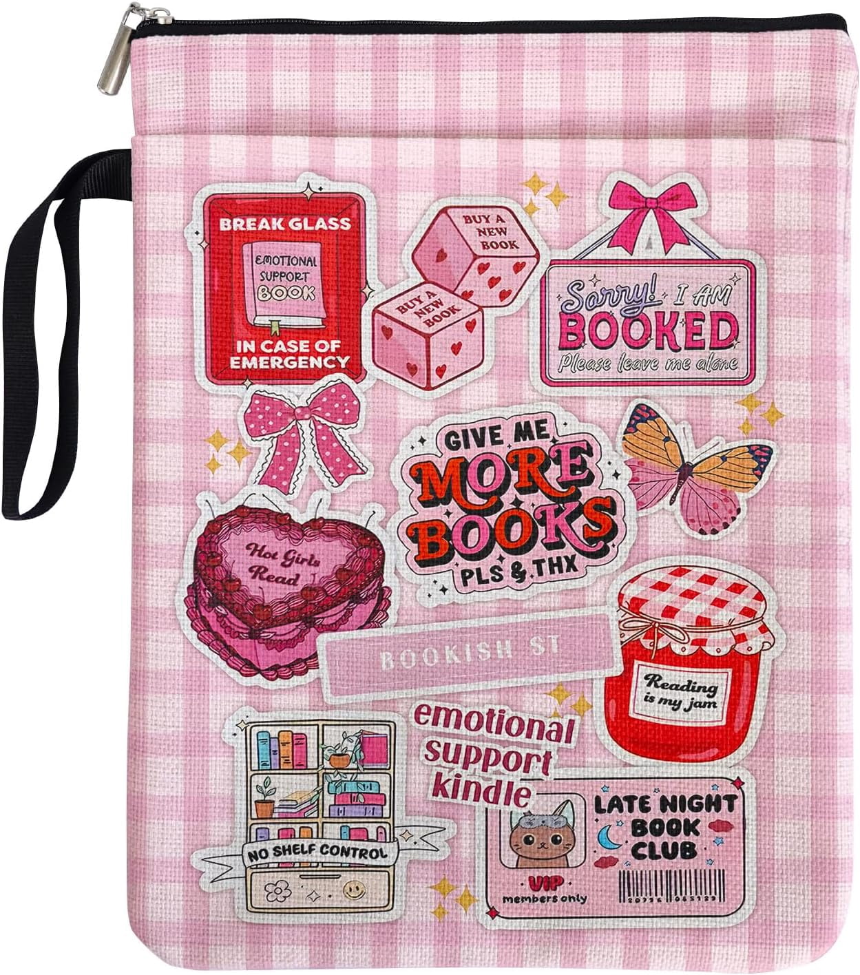Pink Checkered Collage Style Book Covers for Lovers with Handle Pocket ...